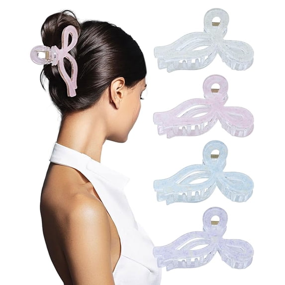 4 PCS Acrylic Bow Hair Clips for Women Bow Cute Claw Clip 4.3