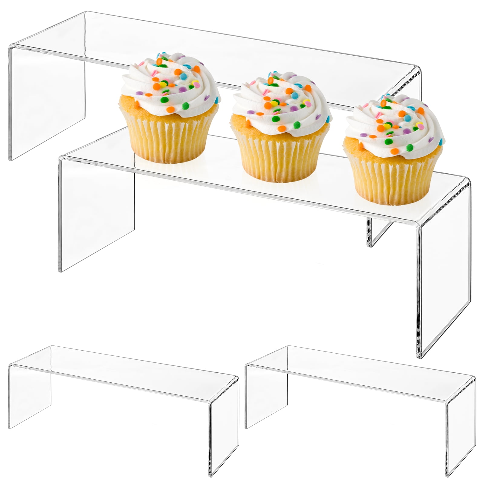 4 PCS Acrylic Risers Display Stands, Acrylic Shelves U-Shaped Display ...
