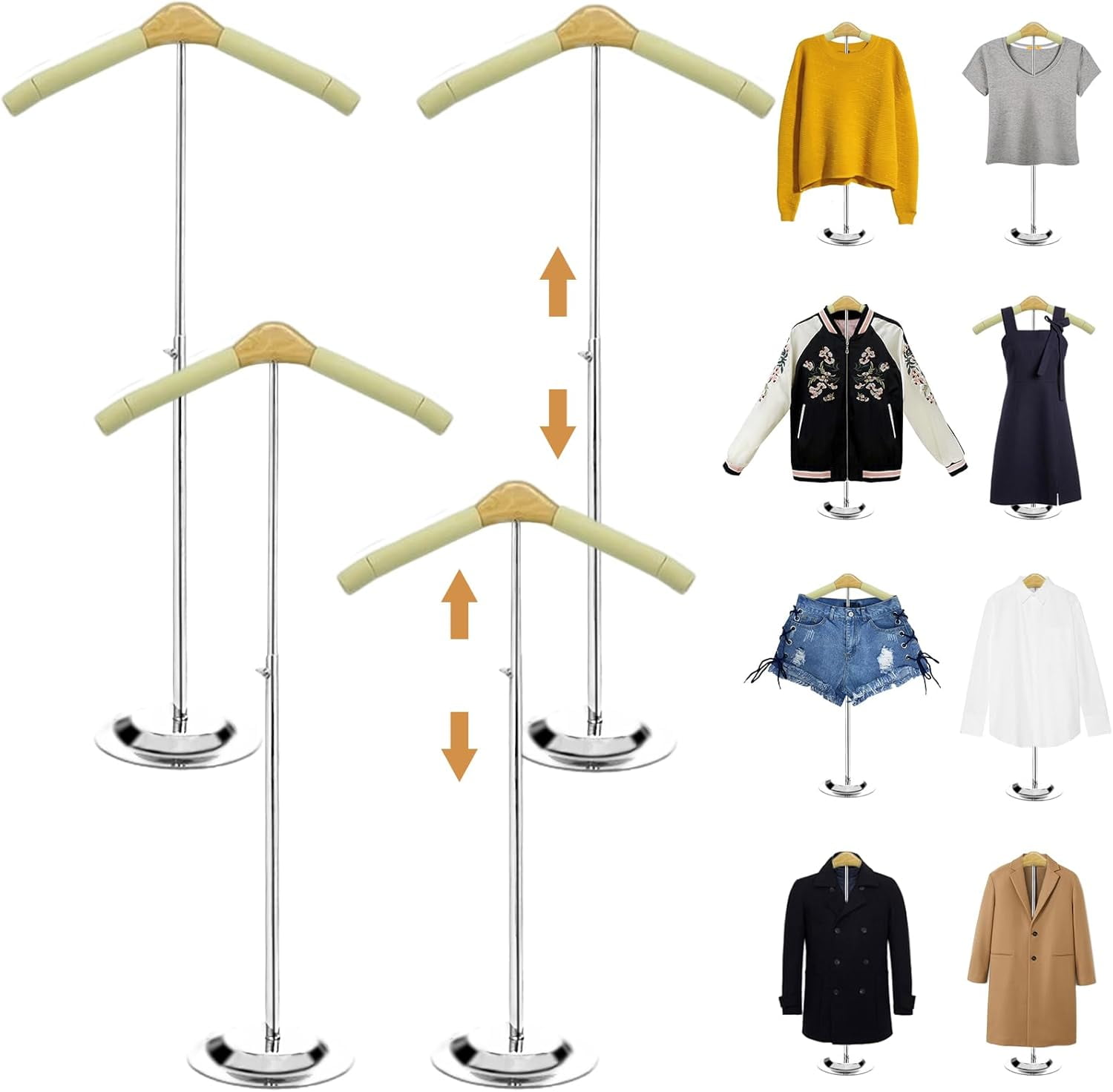 4 PCS Adjustable T Shirt Display Stand, 16-28 Inch Flexible Shirt ...