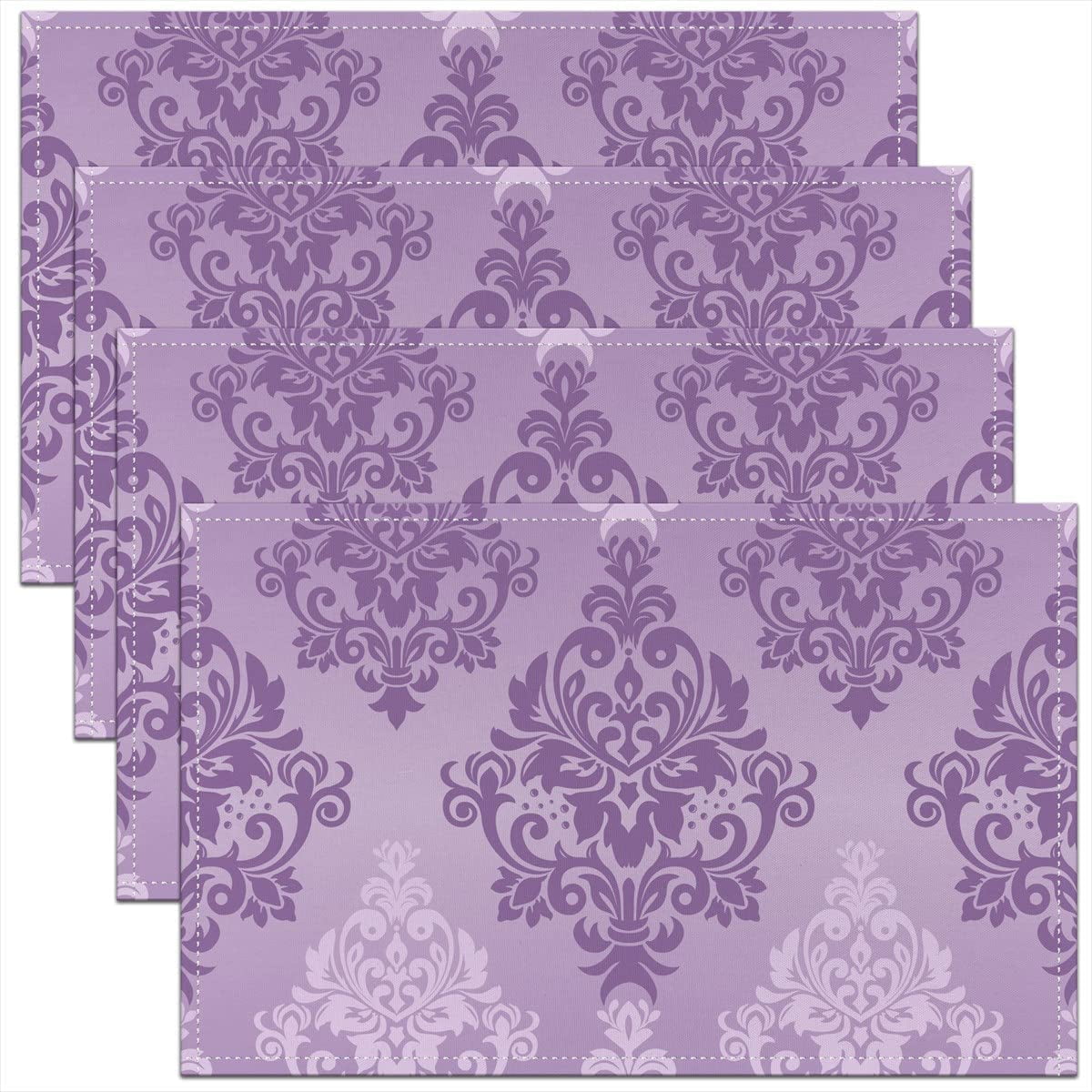 4 PCS of Adults Black Damask Place Mats Antique Victorian Baroque Place ...