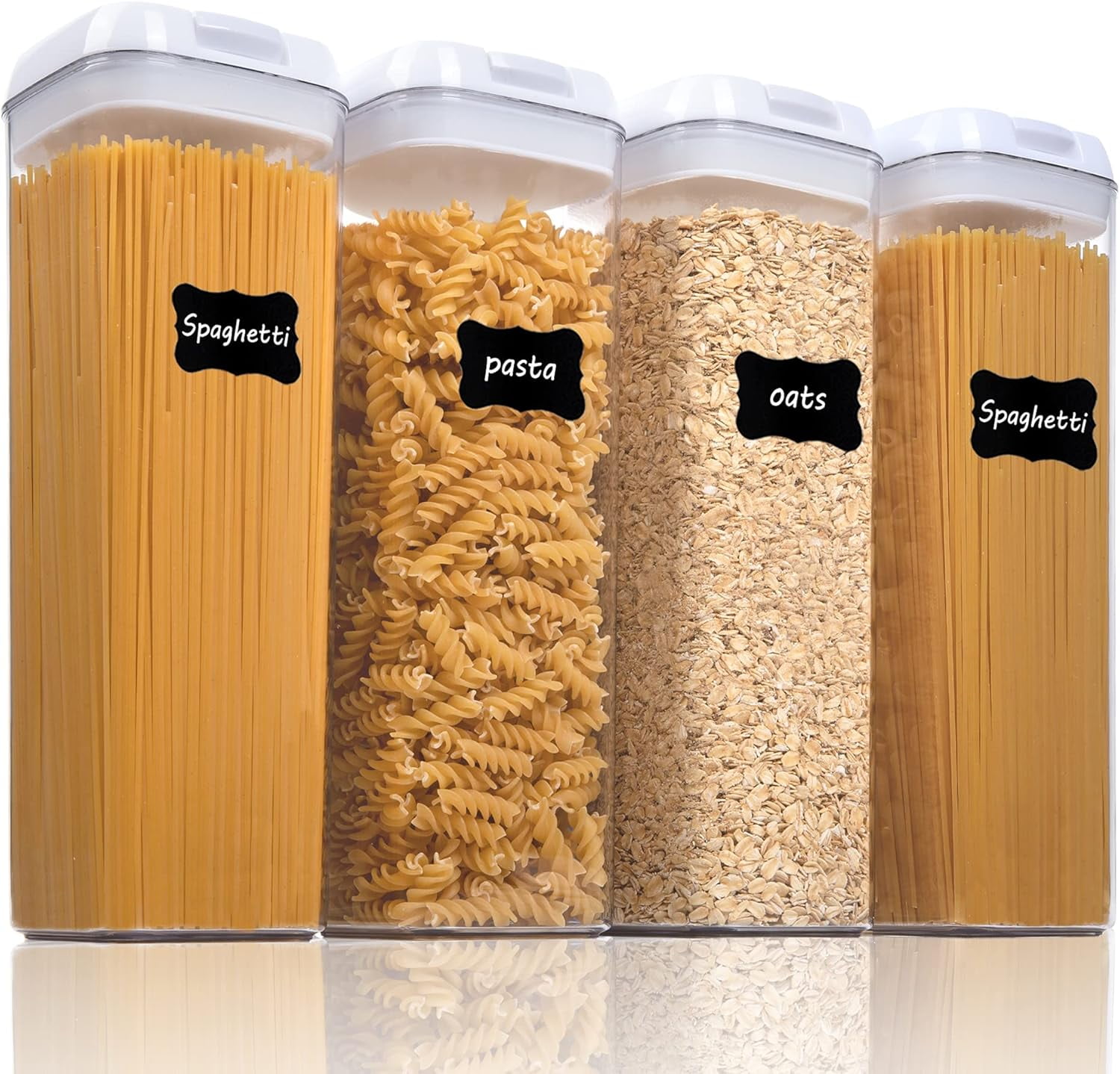 4 PCS Airtight Food Storage Containers, BPA Free Plastic Spaghetti ...