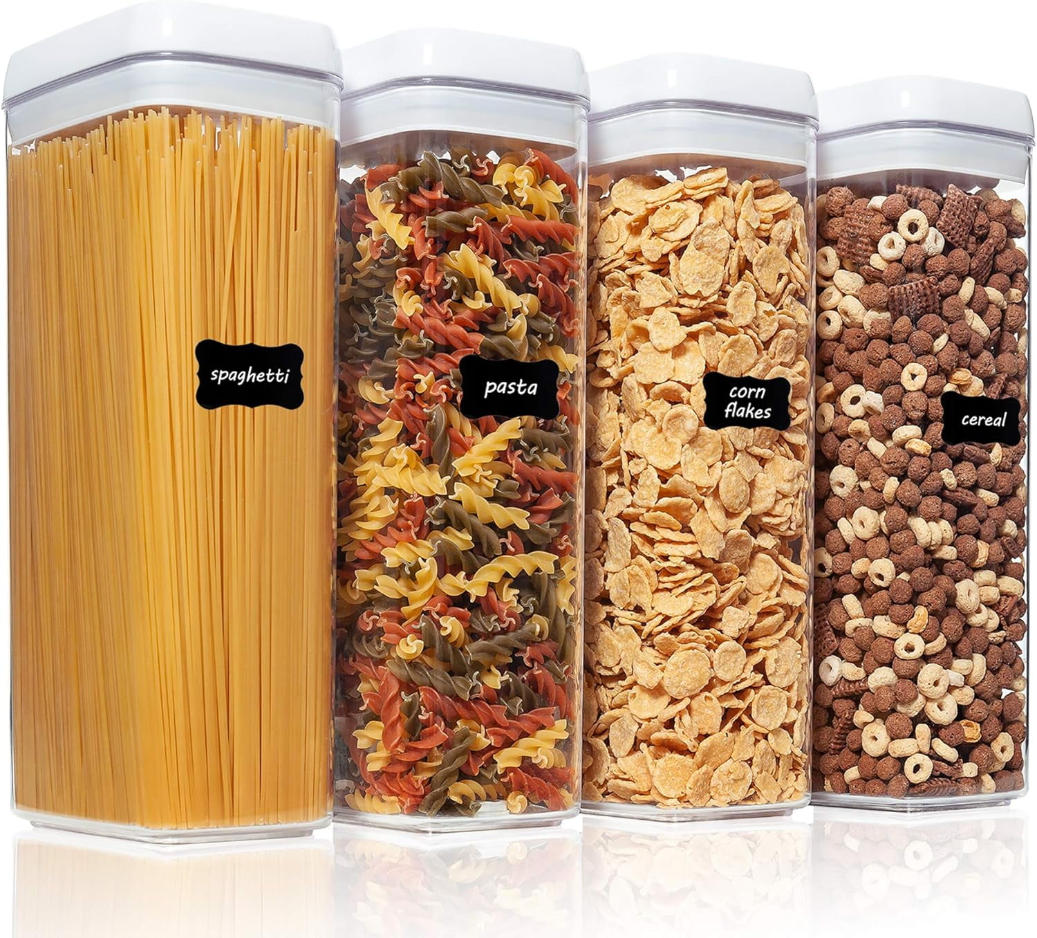 4 PCS Airtight Food Storage Containers, BPA Free Plastic Spaghetti ...