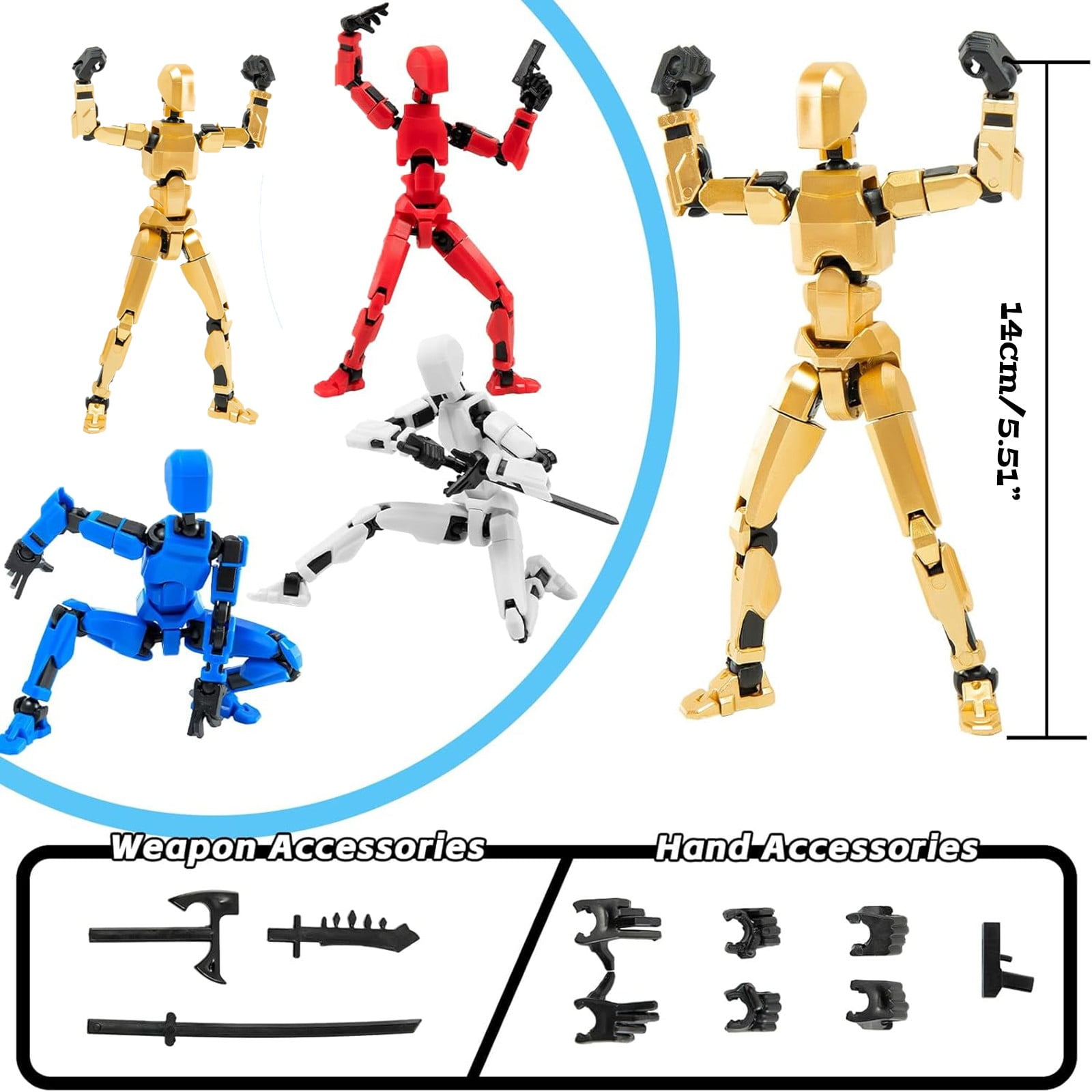 4 PCS Already Assembled 3D Printed Action Figure Novelty 3D Printed ...