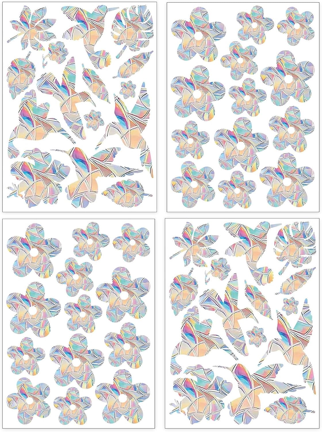 4 PCS Anti-Collision Window Bird,Rainbow Prismatic Non-Adhesive Vinyl ...