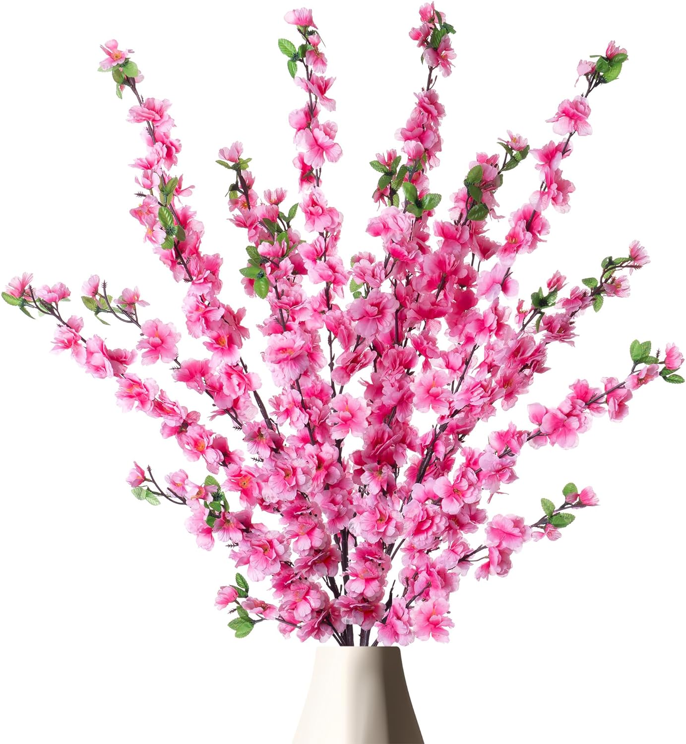 4 PCS Artificial Peach Blossom Flowers Bouquet, 49 inches Silk Faux ...
