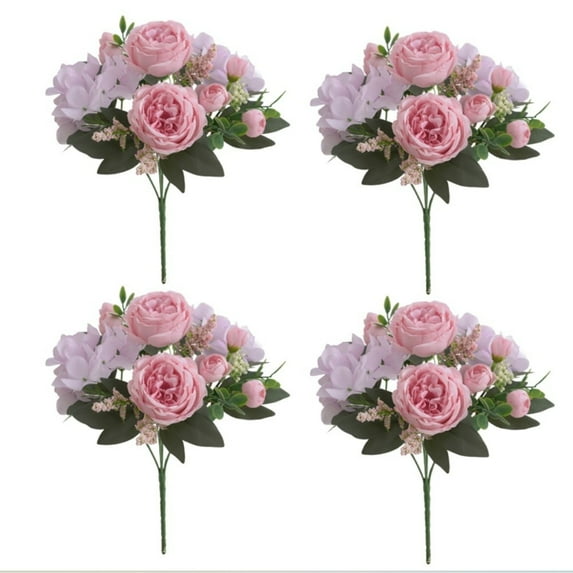 4 PCS Artificial Peonies Roses Table Centerpiece For Wedding Home Vase ...