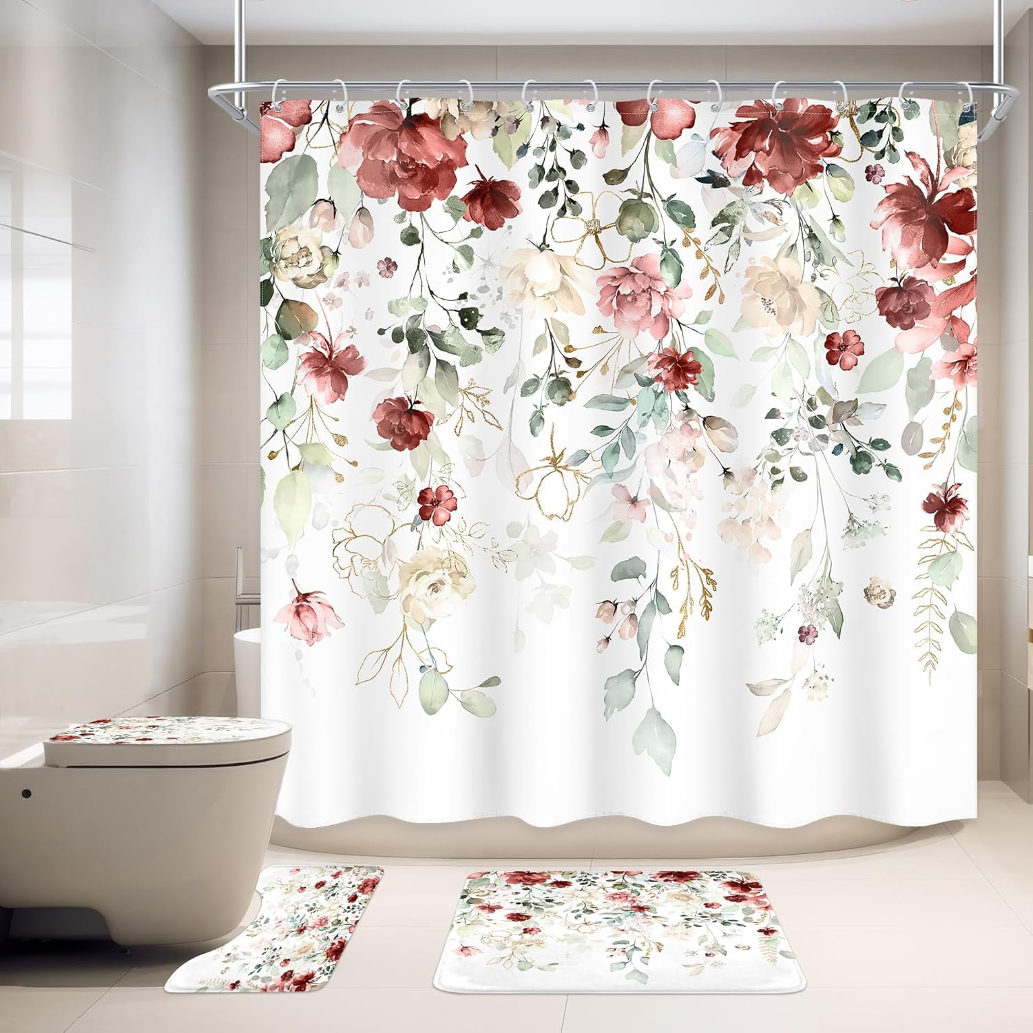 Burgundy Shower Curtain Sets