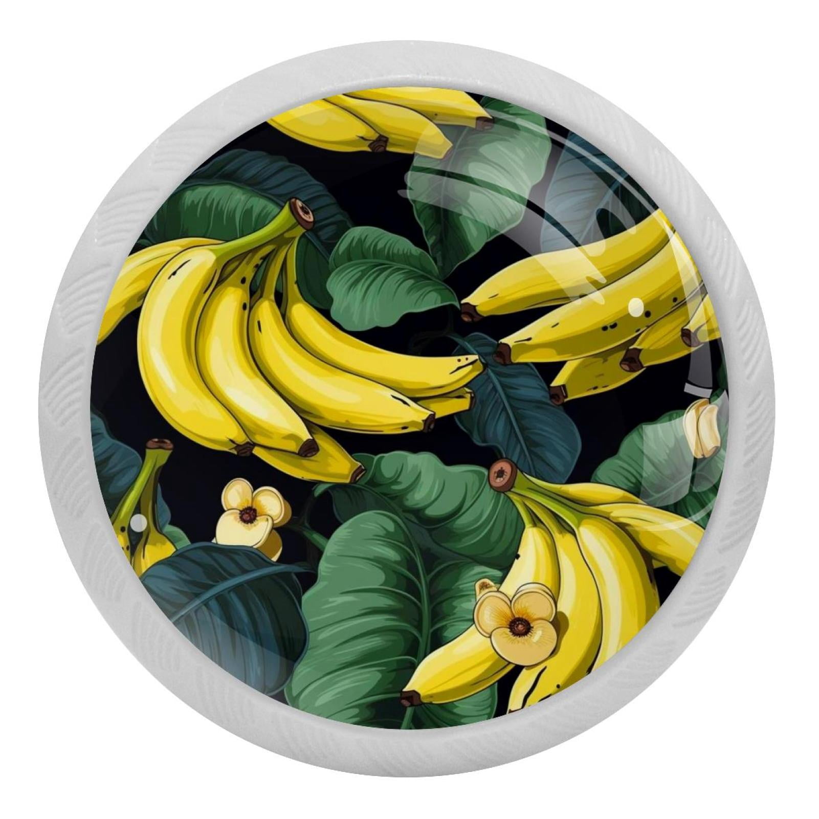 4 PCS Banana Fruit and Leave Crystal Glass Round Cabinet Knob Drawer ...
