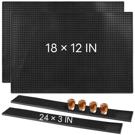 4 Pcs Thick Rubber Bar Mats for Bartending,Non-Slip Spill Mat for ...