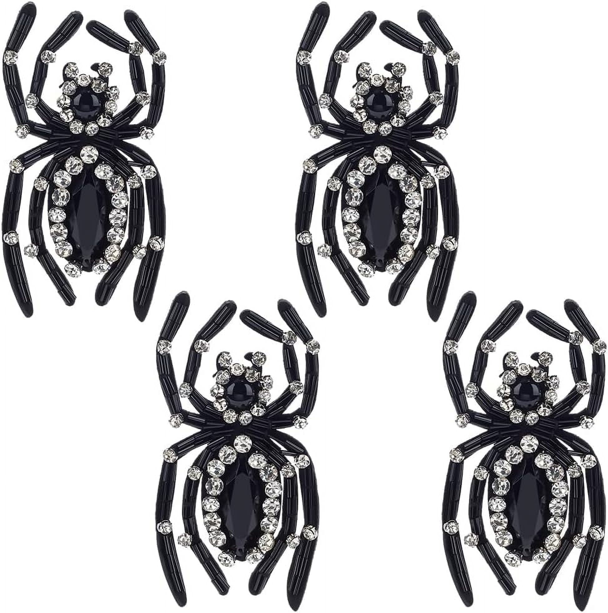 4 PCS Beaded Diamond Spider Patches Sewing on Crystal Applique Patches ...