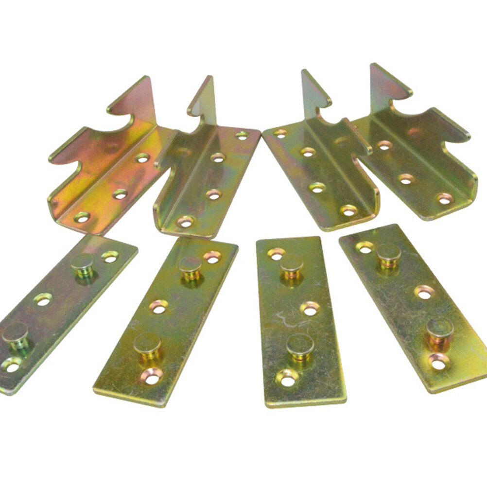 4 PCS Bed Repair Parts Hinge Rail Frame Fittings Wooden Furniture ...