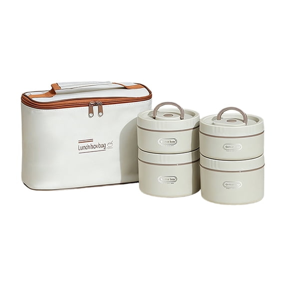 4 PCS Bento Box Set with Lunch Bag, Stainless Steel Double-Layer ...