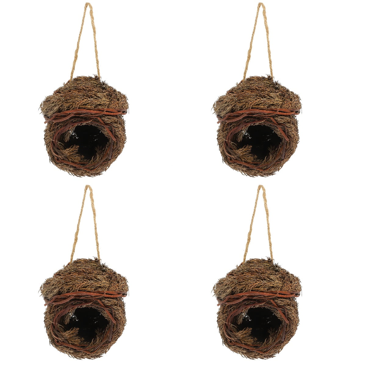 4 PCS Bird House Outdoor Decorative Nests Birdies Cage Light Brown ...