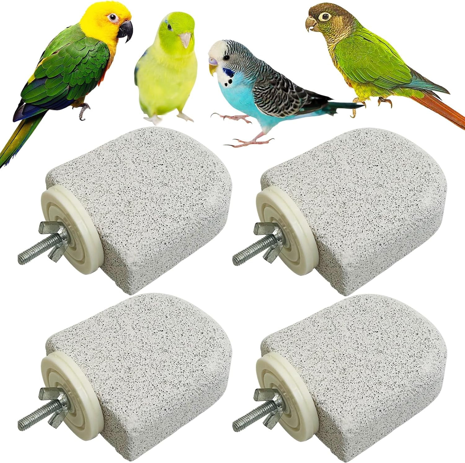 4 PCS Bird Perch Stands Parrot Calcium Perch Beak Grinding Stone Foot ...