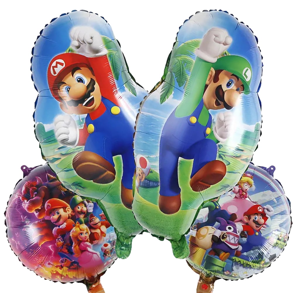 4 PCS Birthday Party Balloons Mario Balloons Luigi Balloons Mario Game ...