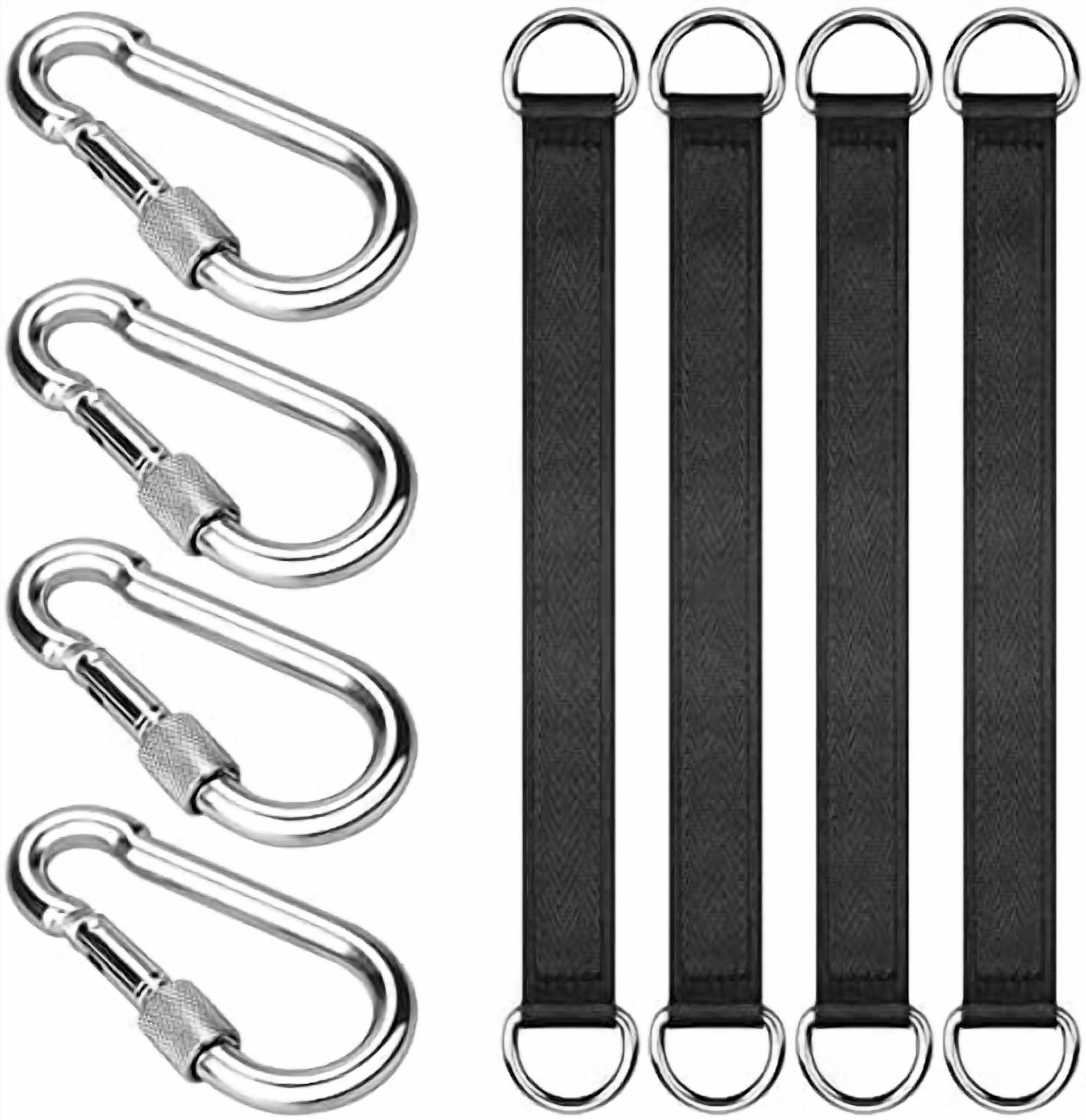 4 PCS Black Tree Swing Straps Hanging Kit with 4 Carabiners, 24cm / 9 ...