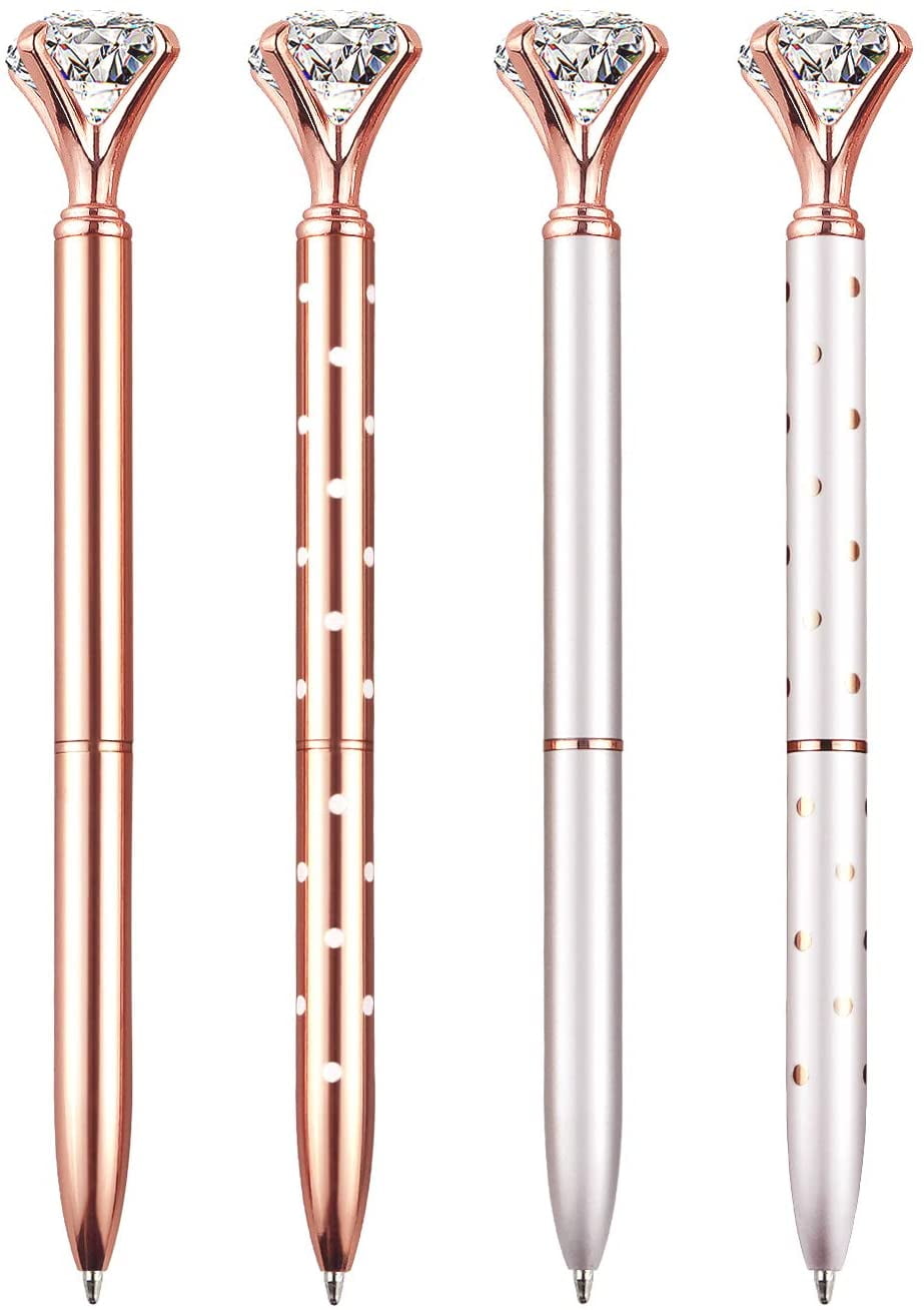 4 PCS Bling Big Crystal Diamond Ballpoint Pen Metal Ballpoint Pens for ...