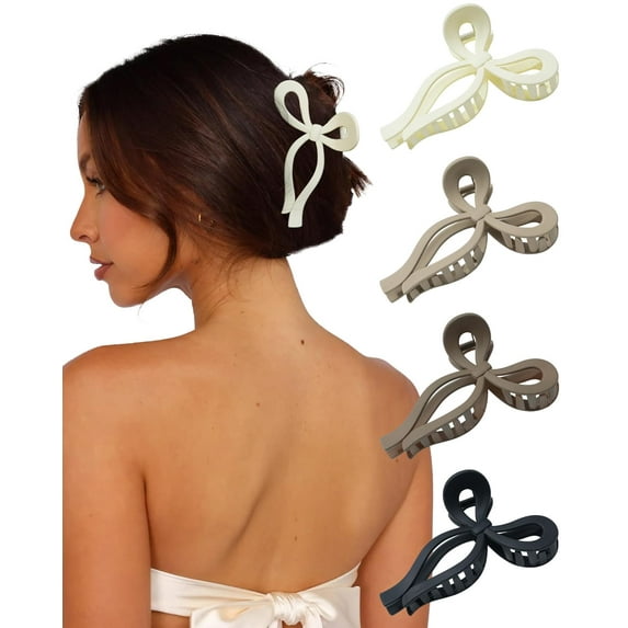4 PCS Bow Hair Clips Bow Claw Clip for Women Nonslip Large Hair Claw ...