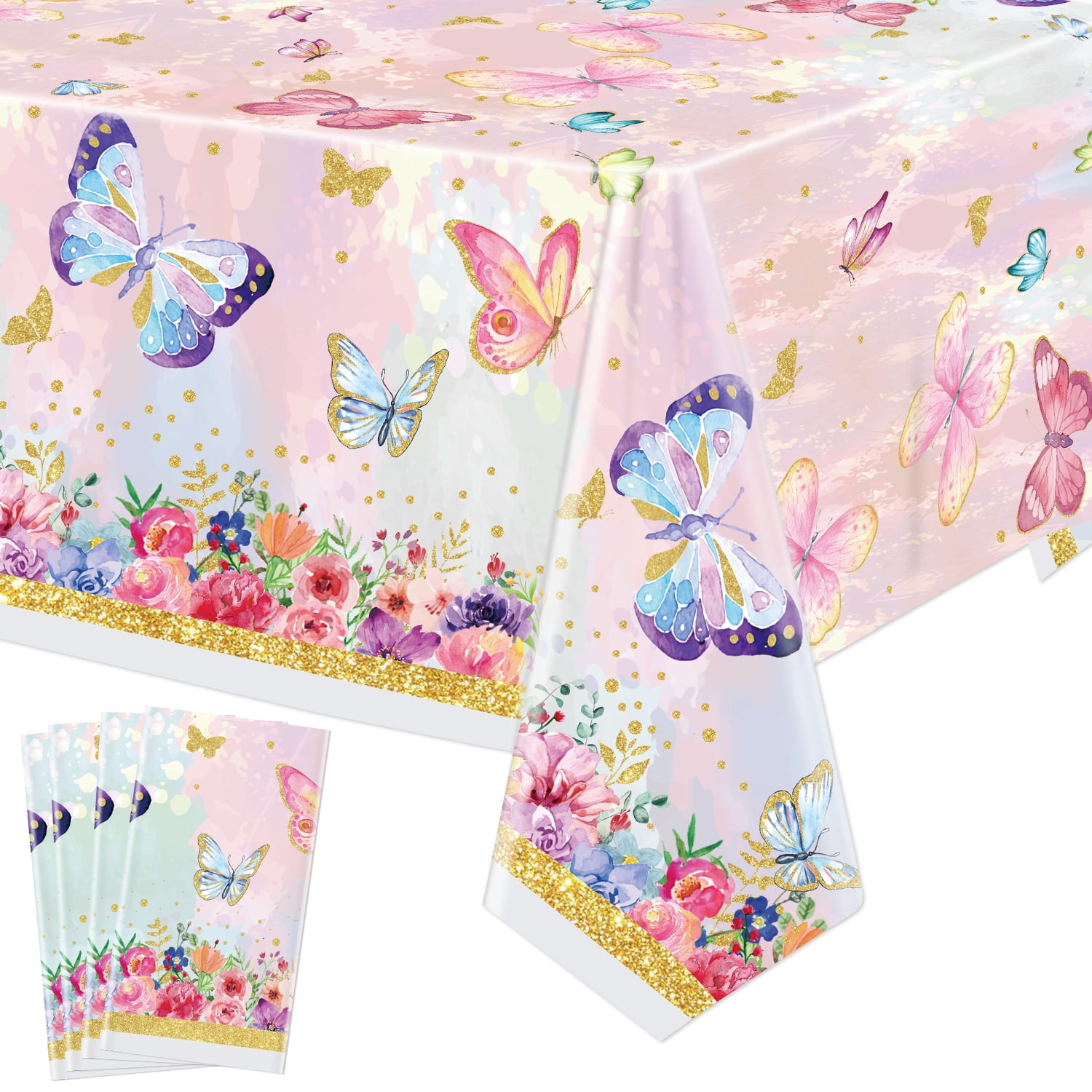4 PCS Butterfly Birthday Tablecloth Decorations - Butterfly Plastic ...