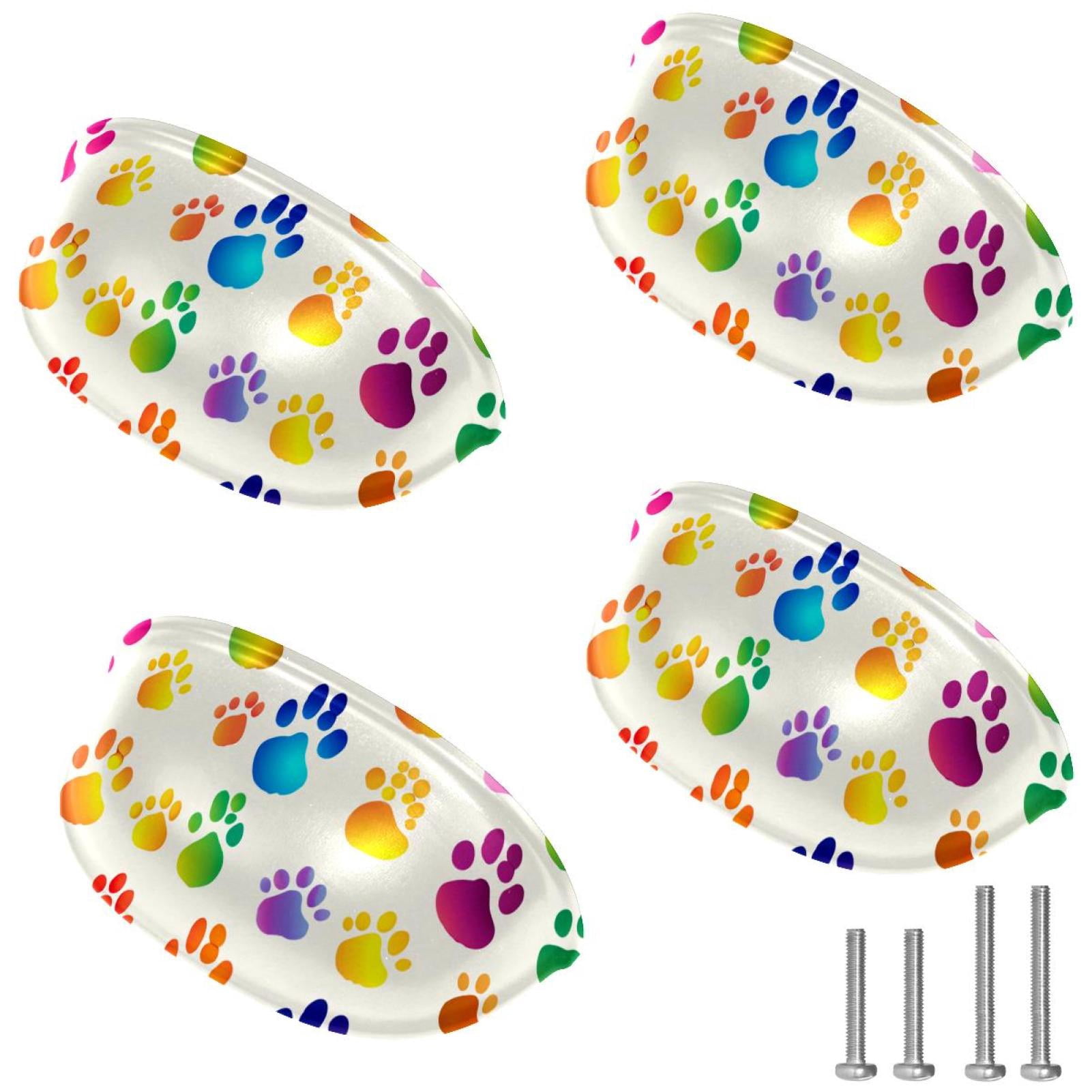 4 PCS Cabinet Cup Pull Dog Paw Prints Drawer Handles with Screws for ...