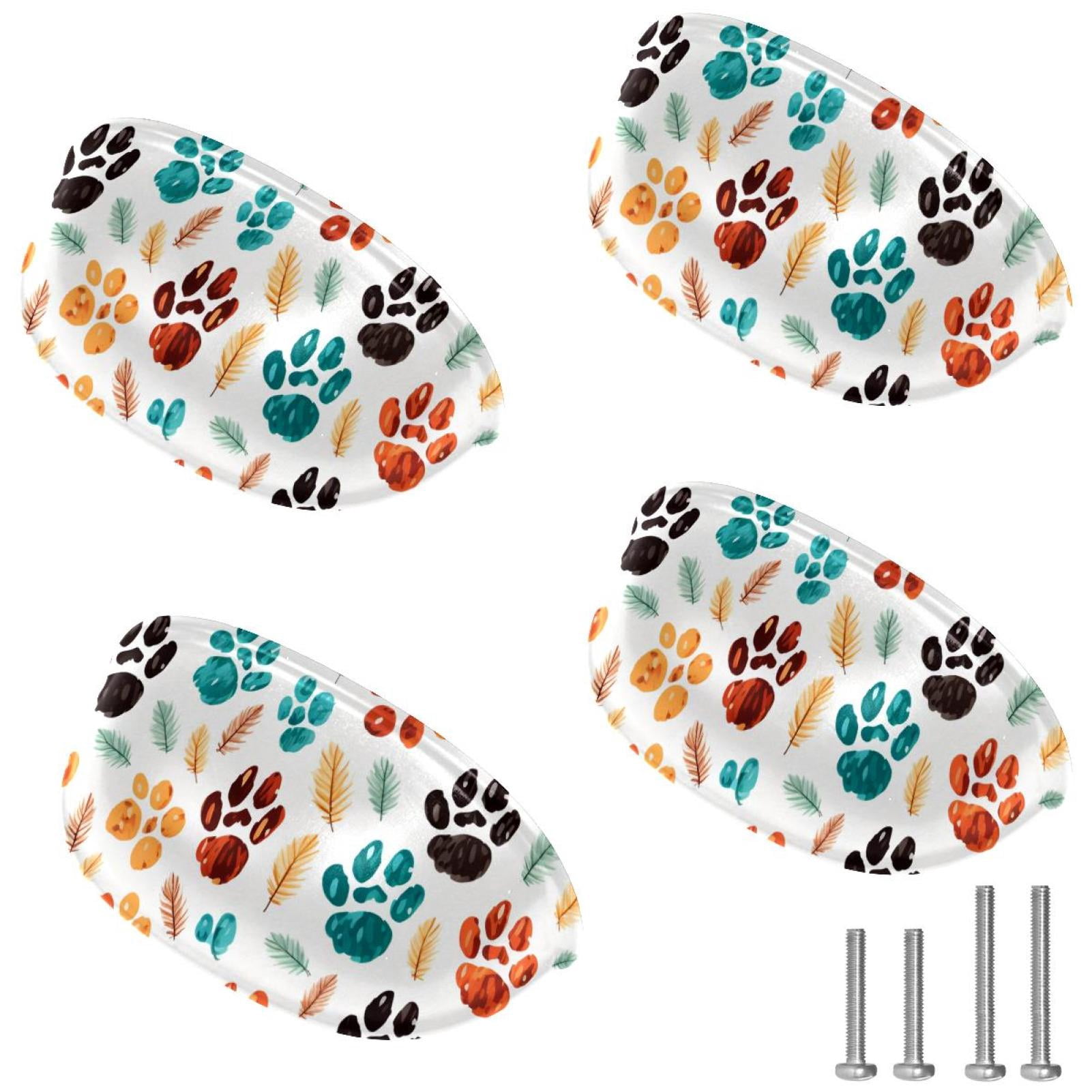 4 PCS Cabinet Cup Pull Dog Paw Prints Drawer Handles with Screws for ...