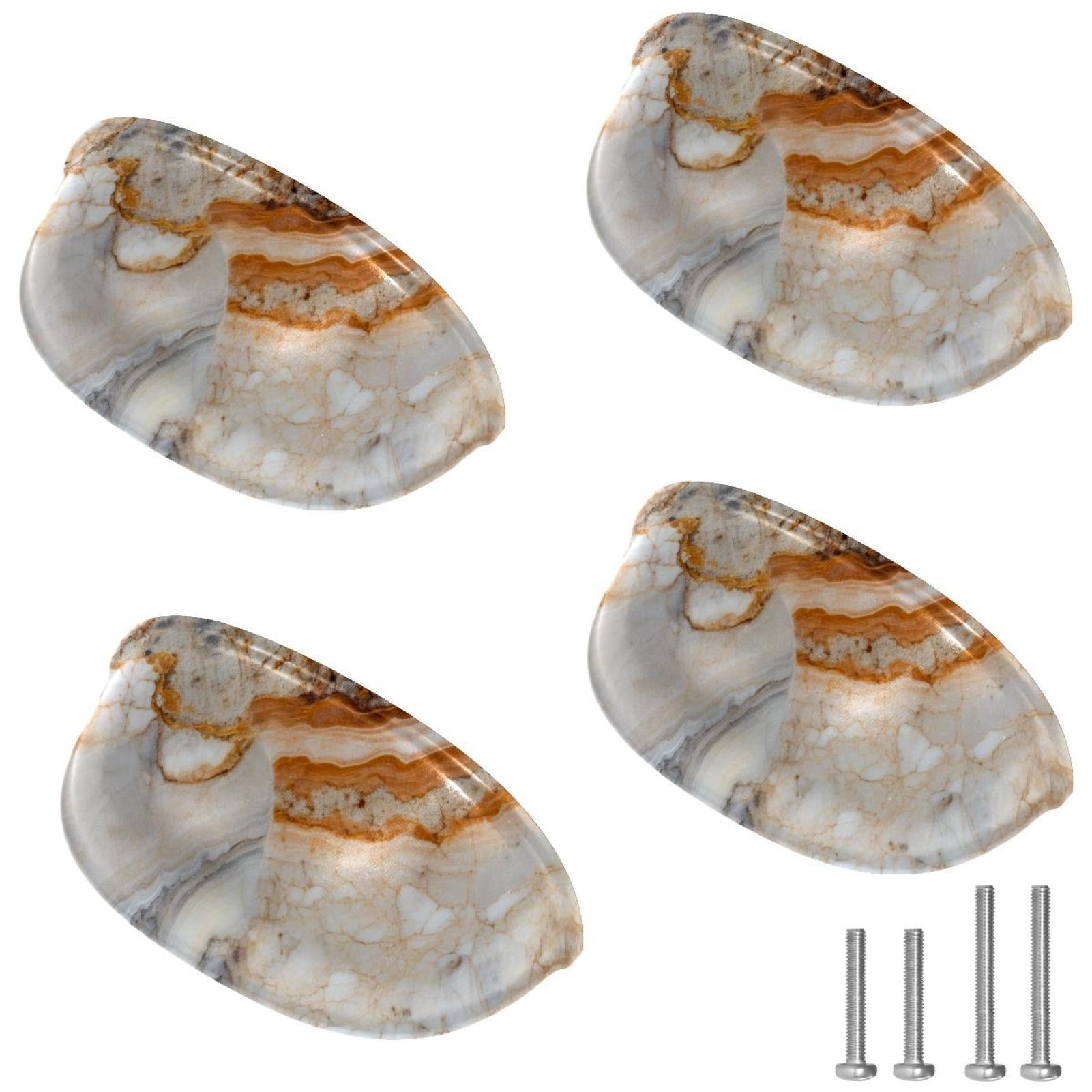 4 PCS Cabinet Cup Pull Marble Texture Drawer Handles with Screws for ...