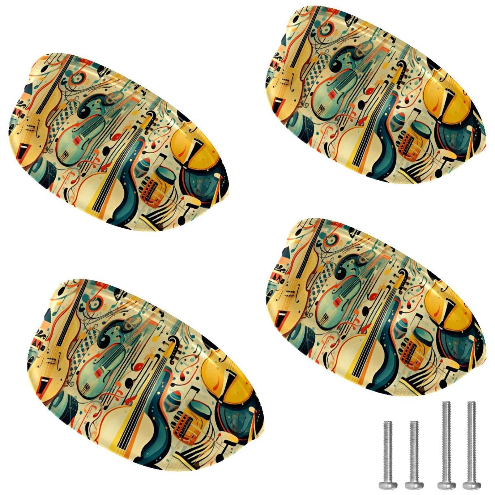 4 PCS Cabinet Cup Pull Musical Instrument Drawer Handles with Screws ...