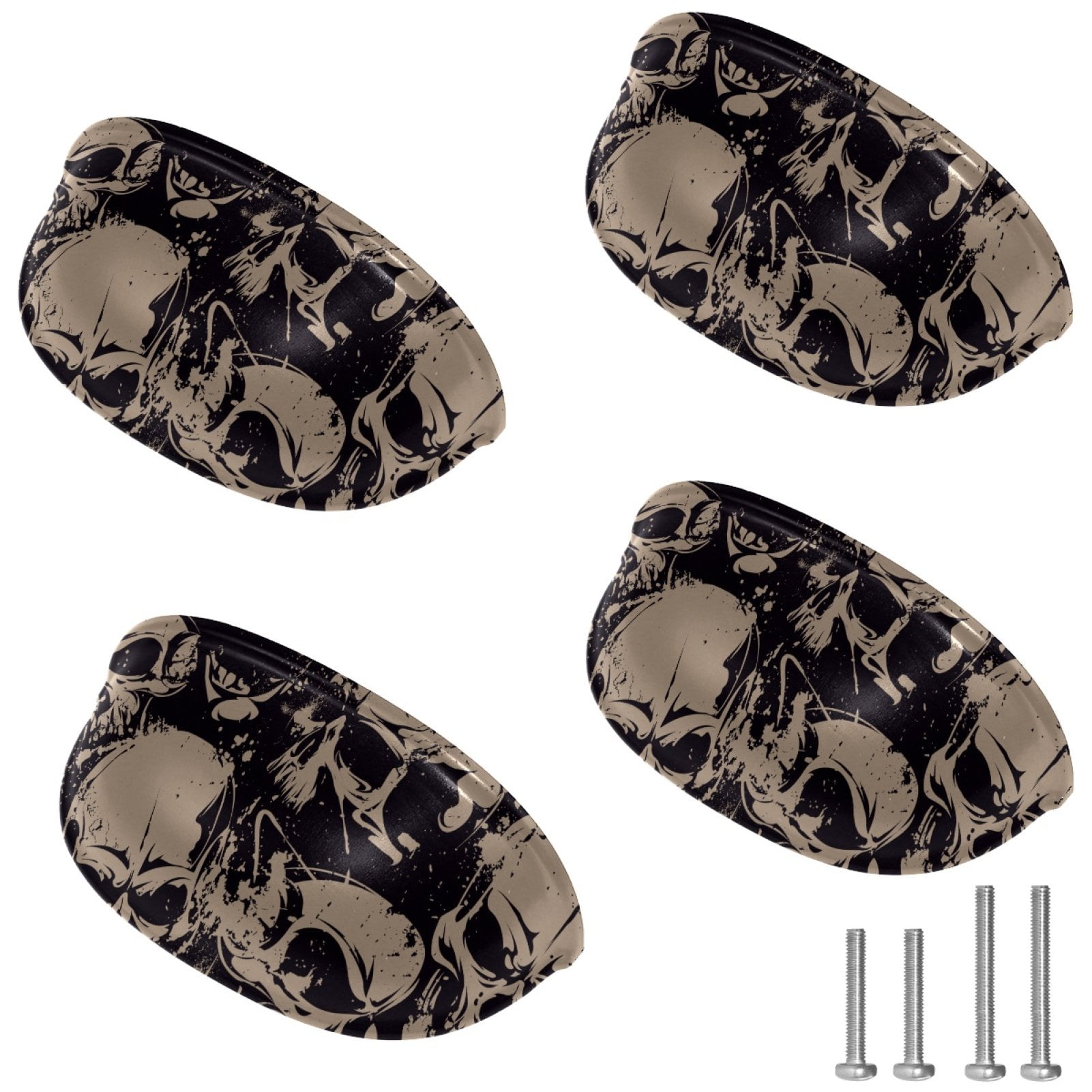 4 PCS Cabinet Cup Pull Skull Drawer Handles with Screws for Cabinet ...