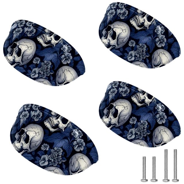 4 PCS Cabinet Cup Pull Skull Drawer Handles with Screws for Cabinet ...