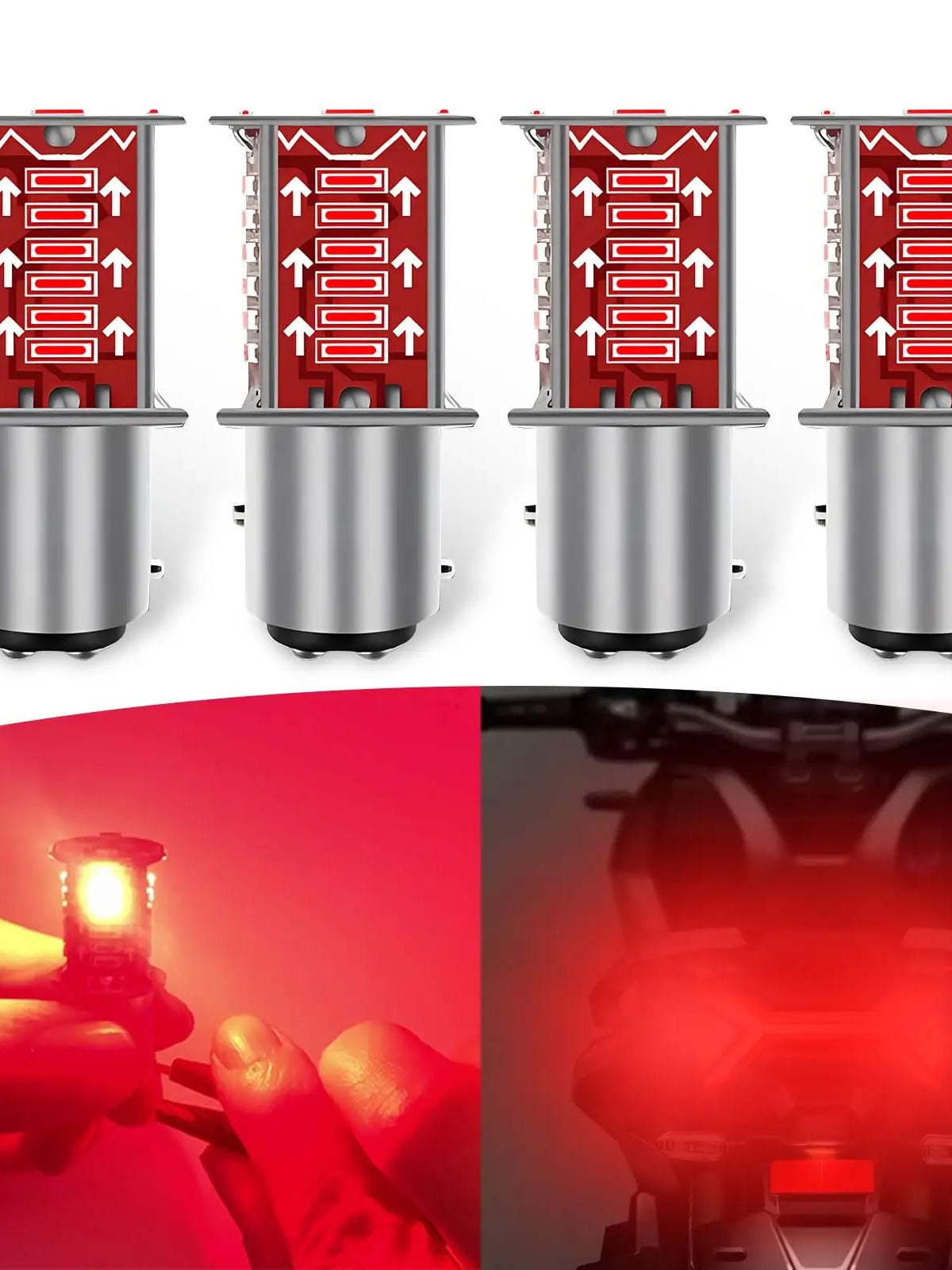 4 PCS Car 1157 LED Brake Light Bulb, Double Contact BAY15D Running ...