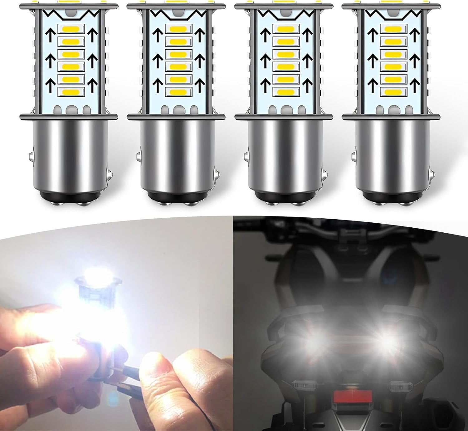4 PCS Car 1157 LED Brake Light Bulb, Double Contact BAY15D Running ...