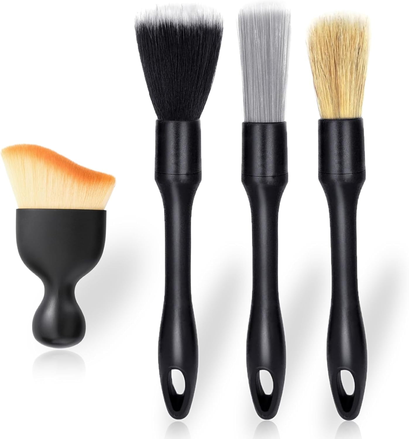 4 PCS Car Detailing Brush Set for Cleaning Interior or Exterior, Boars ...