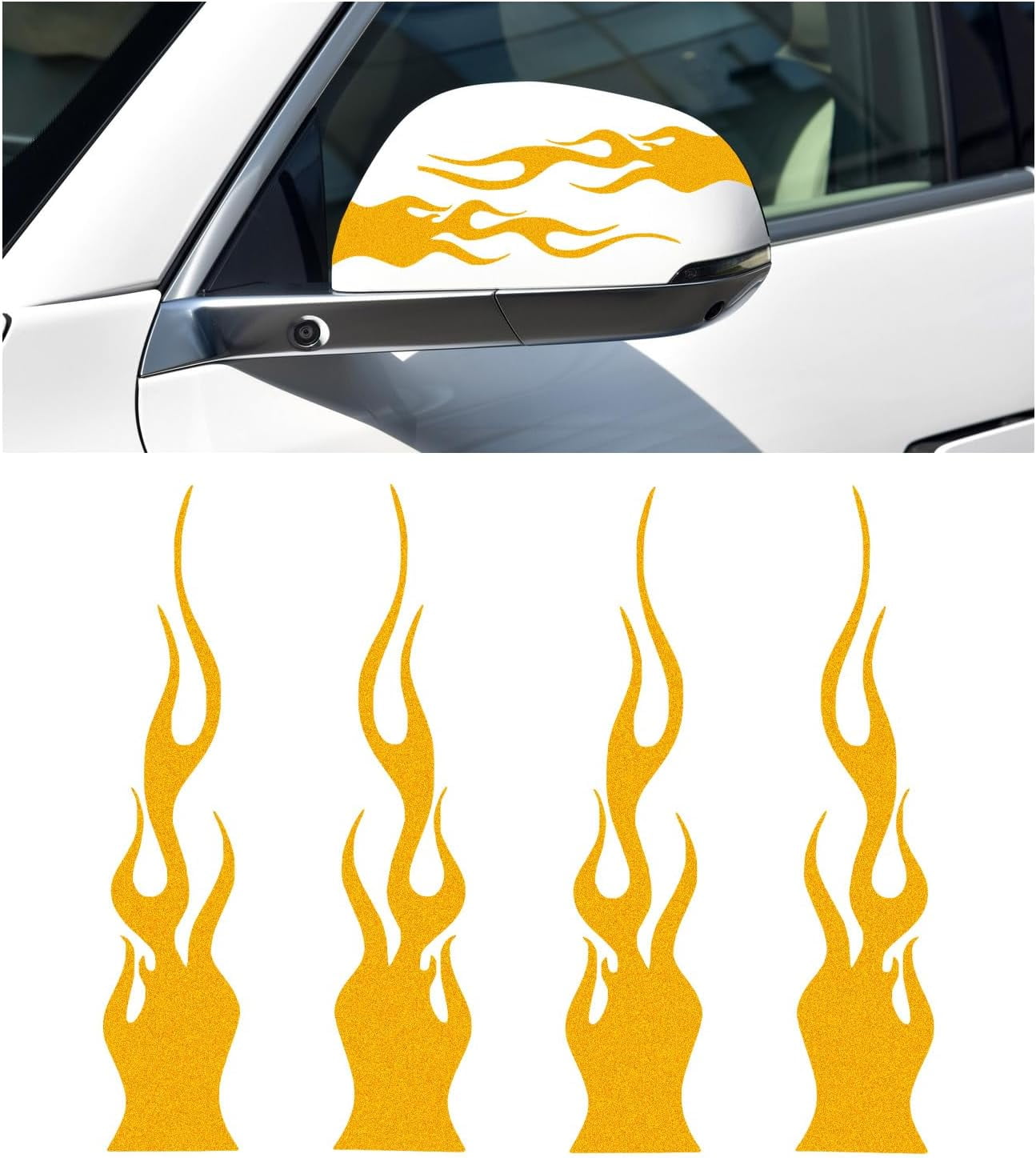 4 PCS Car Flame Reflective Sticker, Waterproof Racing Sports Flame ...