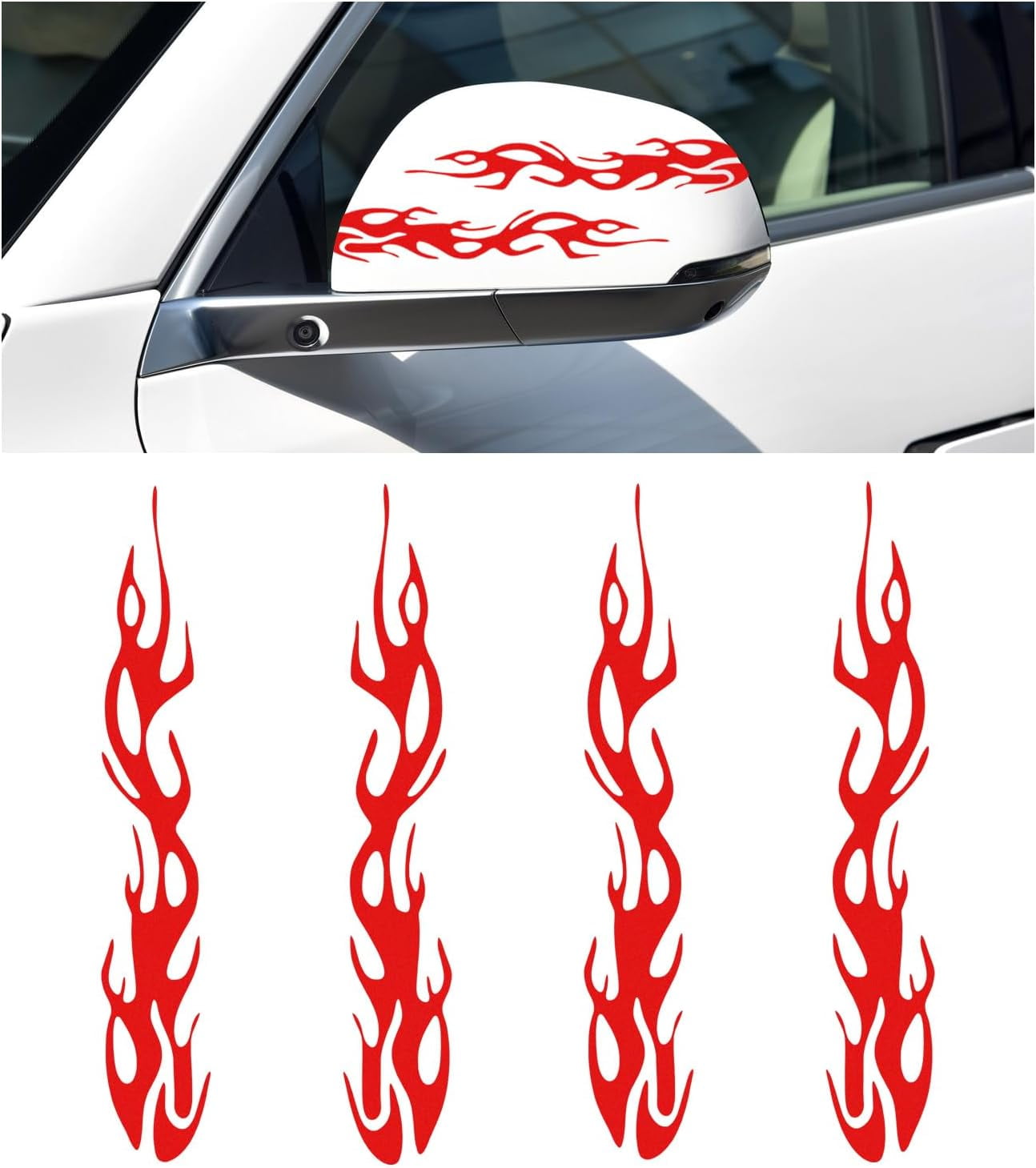 4 PCS Car Flame Reflective Sticker, Waterproof Racing Sports Flame ...