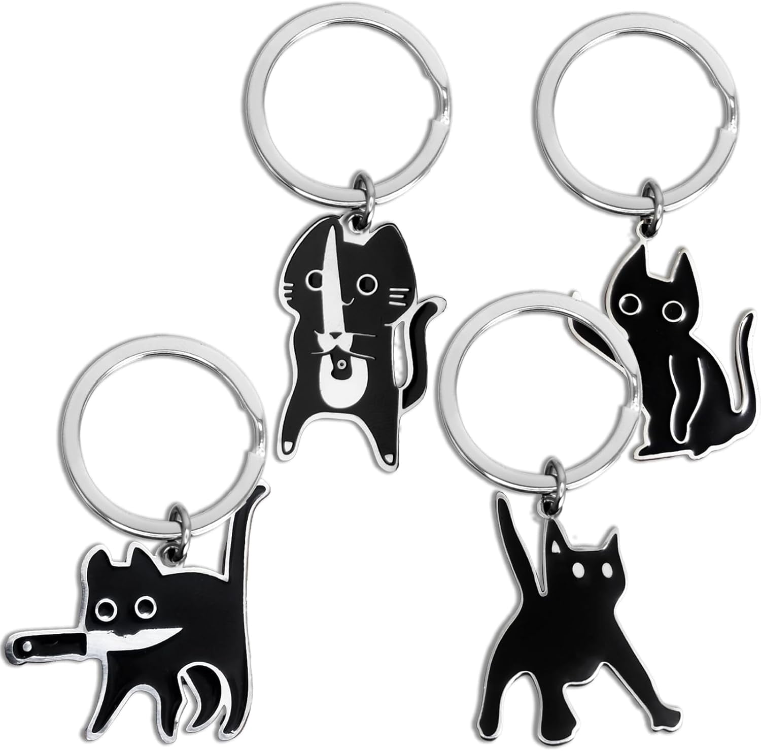 4 PCS Car Keychain, Funny Cat Keychain Interior Accessories for Daily ...
