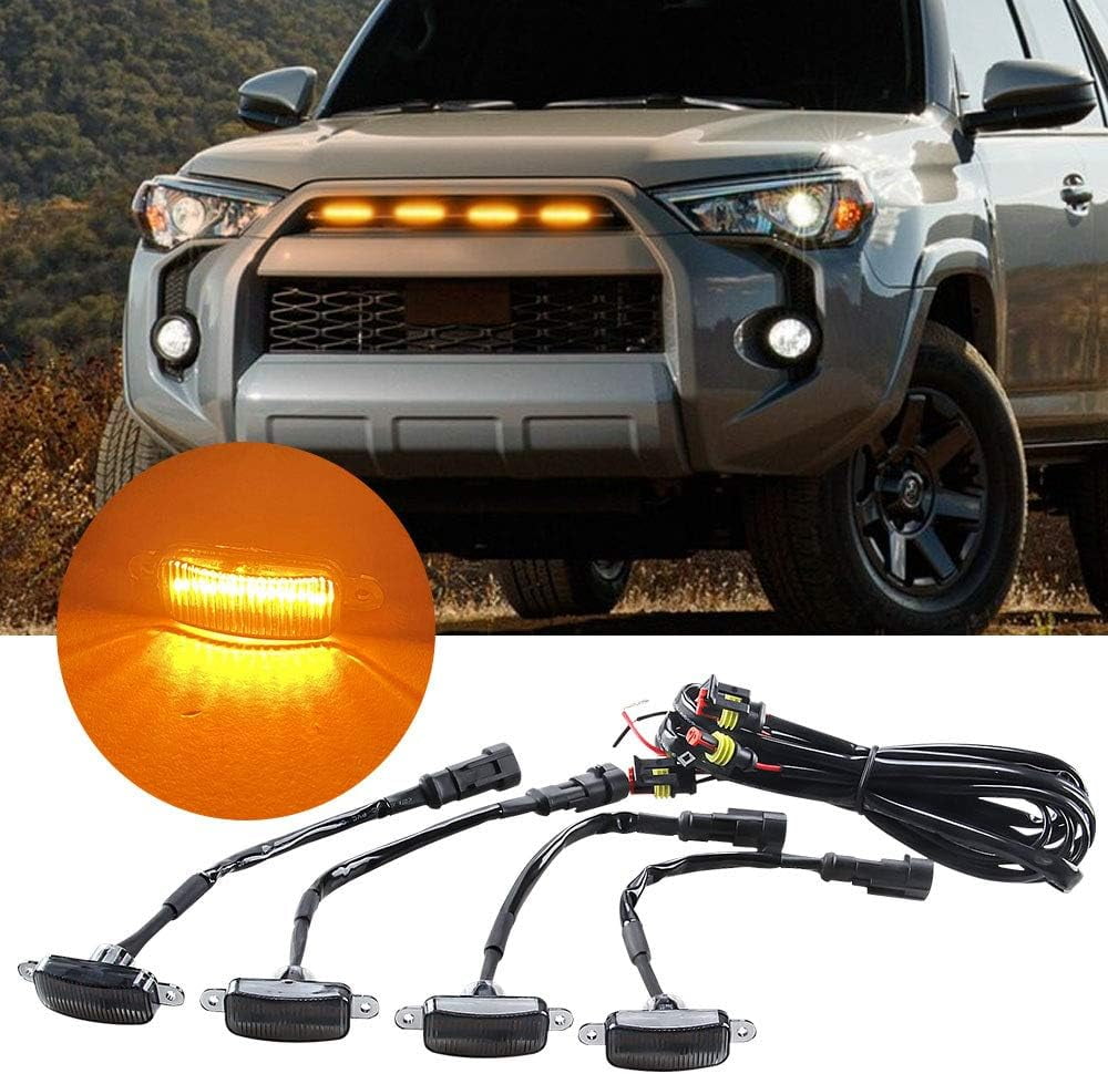 4 PCS Car LED Grille Lights Insert Fit, Waterproof Bright Front Grill ...