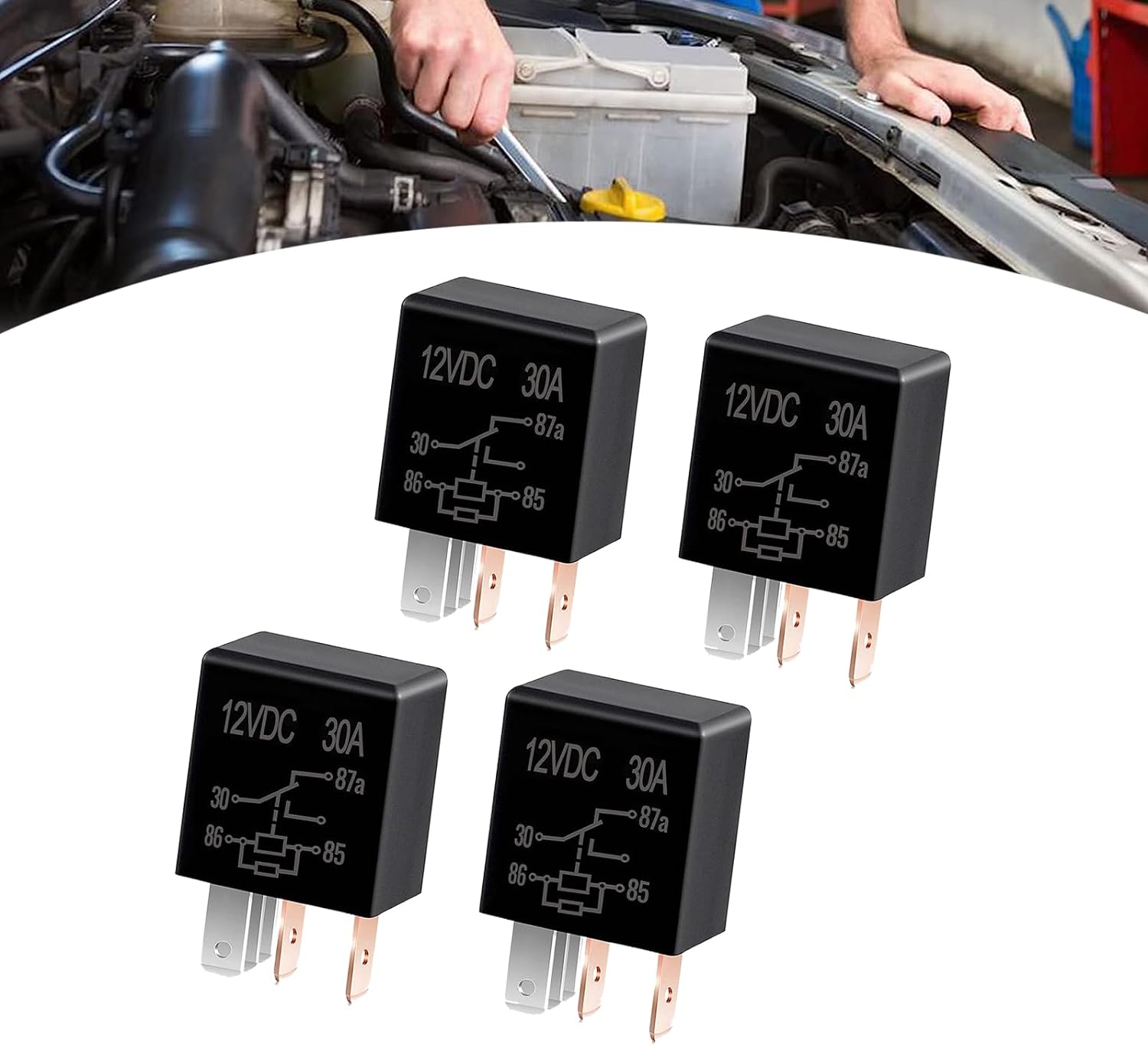 4 PCS Car Waterproof Stable Relay, 5 Pin Relay Switch 12V 30A, Multi ...