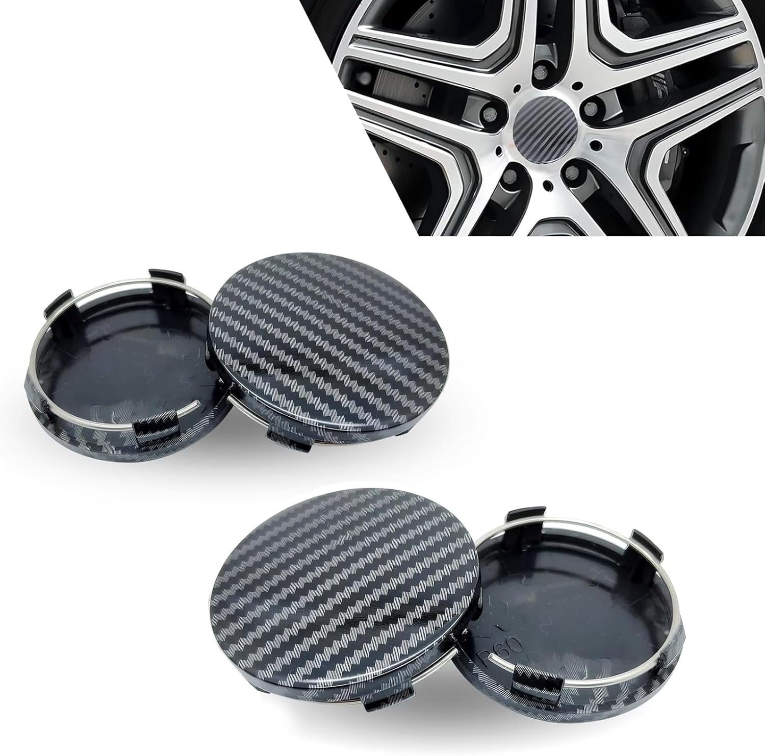 4 PCS Car Wheel Center Caps, 60MM/2.36In OD 56MM/2.2In ID, ABS Snap-in ...