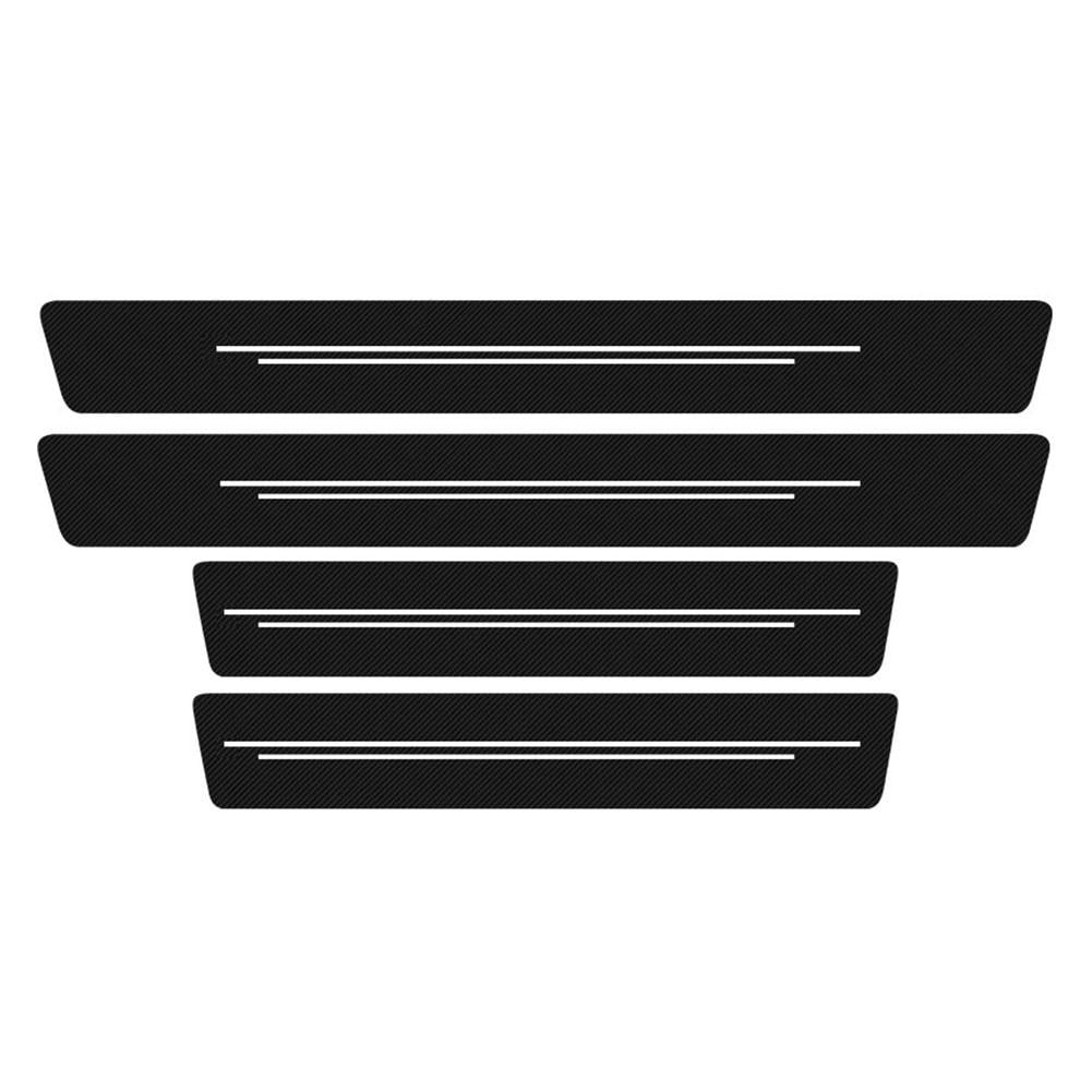 4 PCS Carbon Fiber Car Door Sill Protection Strip Sticker Tough A9T ...