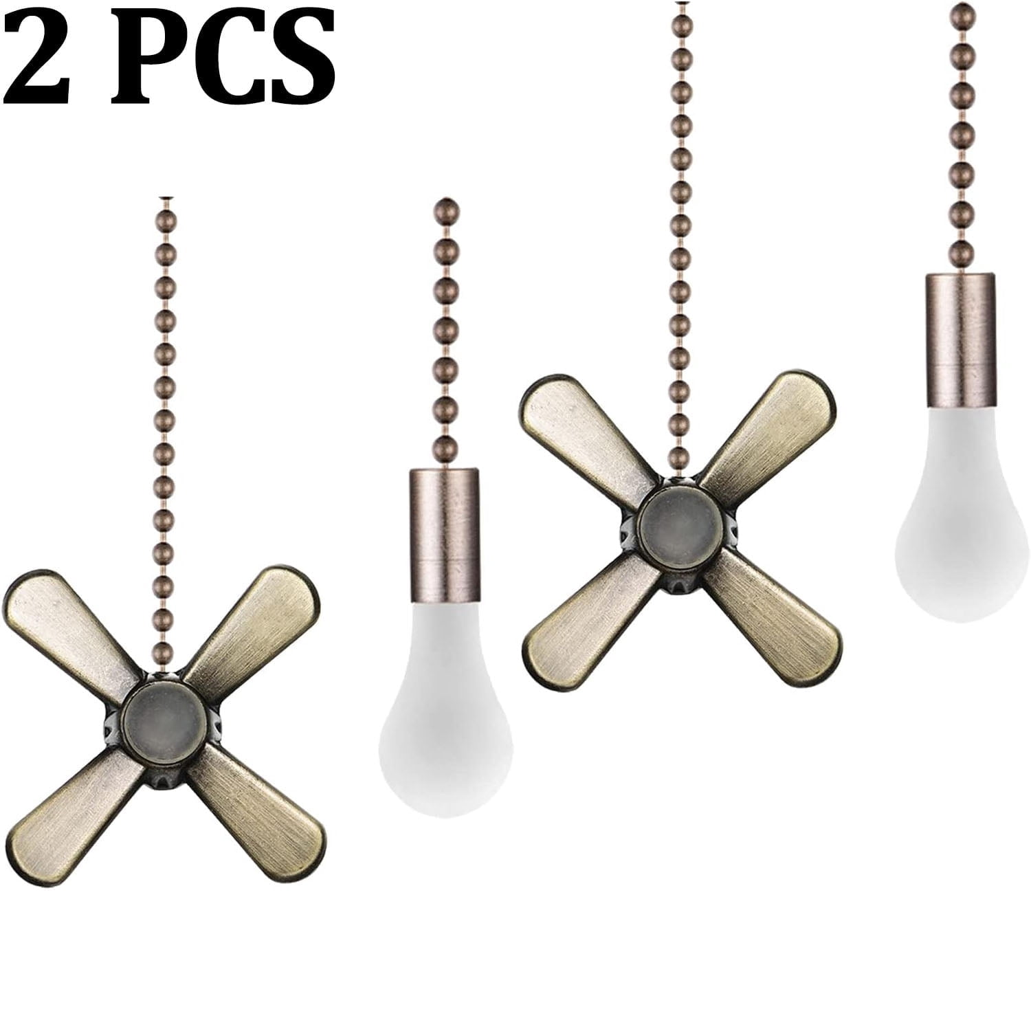 4 PCS Ceiling Fan Pull Chain Extender with Decorative Frosted Glass ...