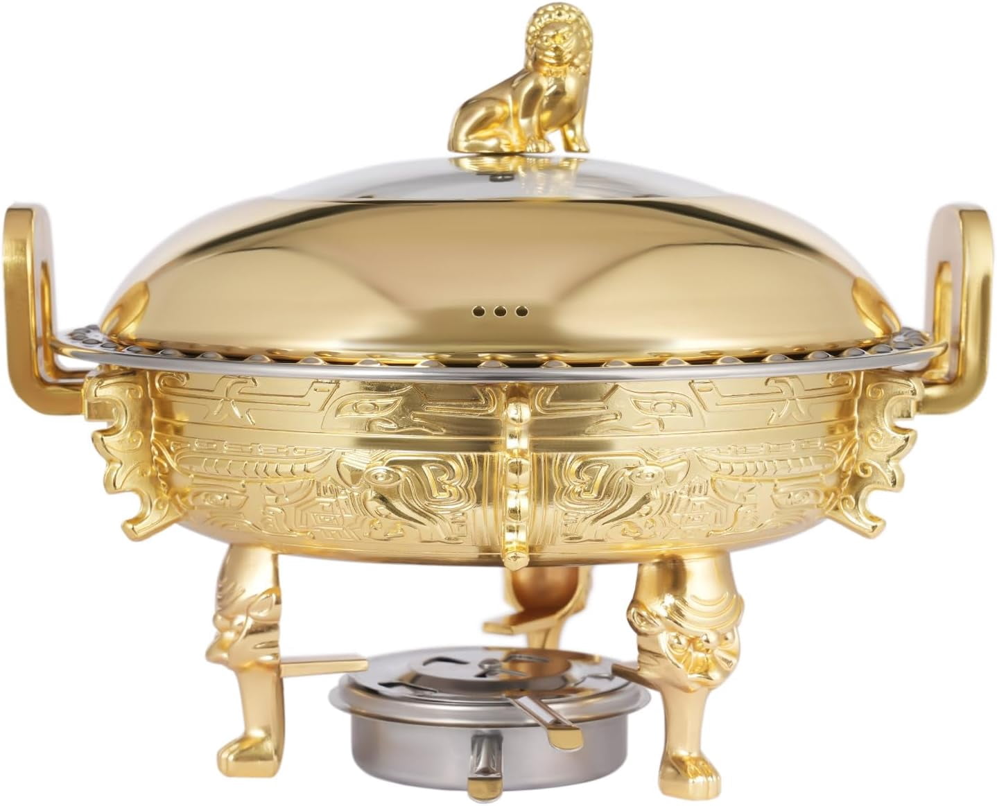 4 PCS Chafing Dish Buffet Set Round Stainless Steel Buffet Servers and ...