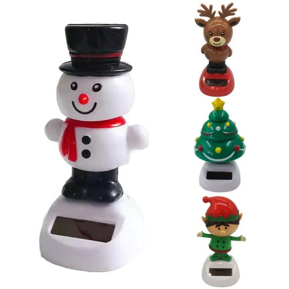 4 PCS Christmas Solar Powered Dancing Toys for Car Dashboard, Snowman ...