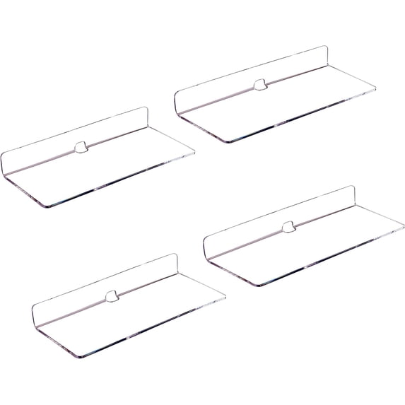 4 PCS Clear Small Acrylic Floating Wall Shelves,9 Inch Adhesive Display ...