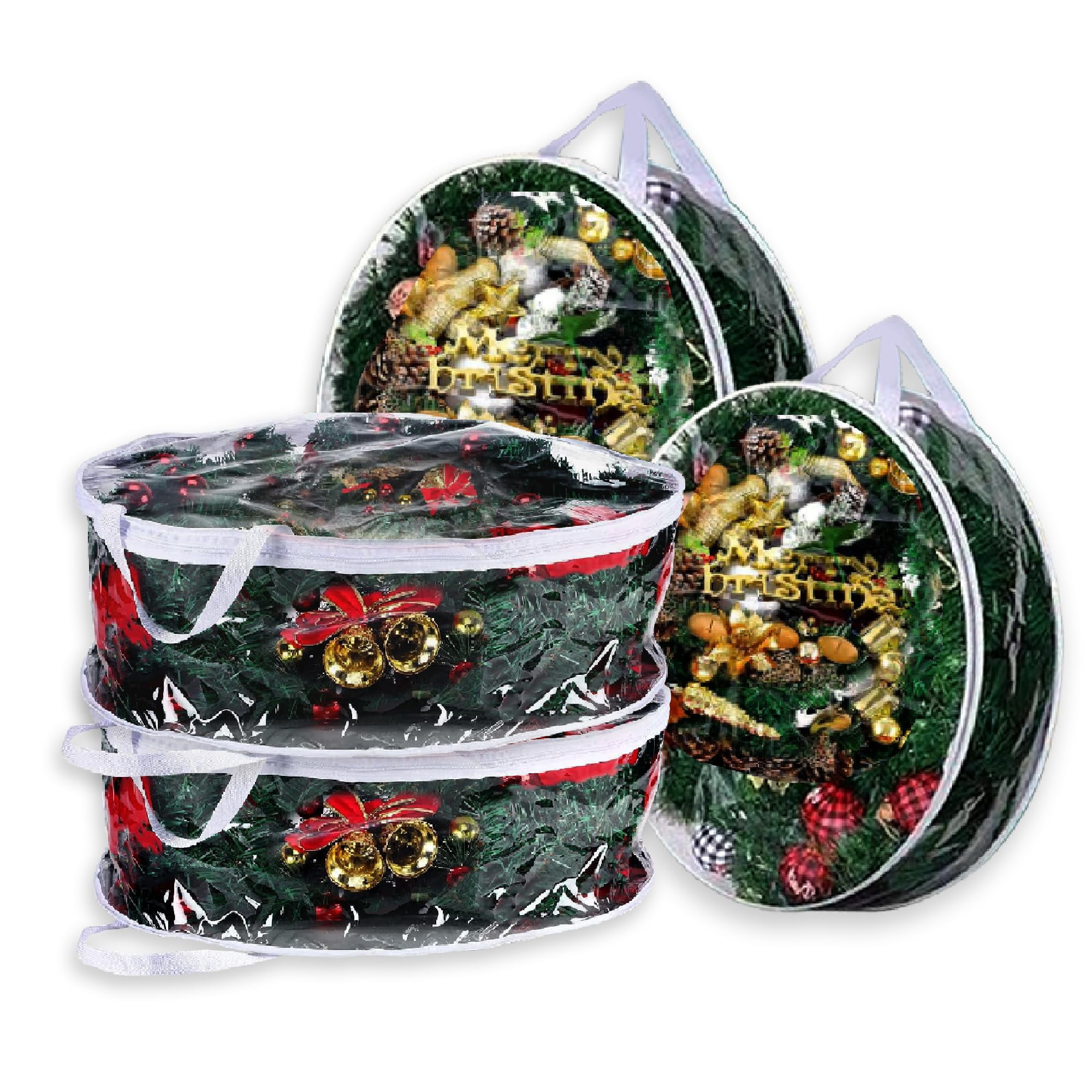 4 PCS Clear Wreath Storage Bag, 24x8 Inch Christmas Wreath Storage ...