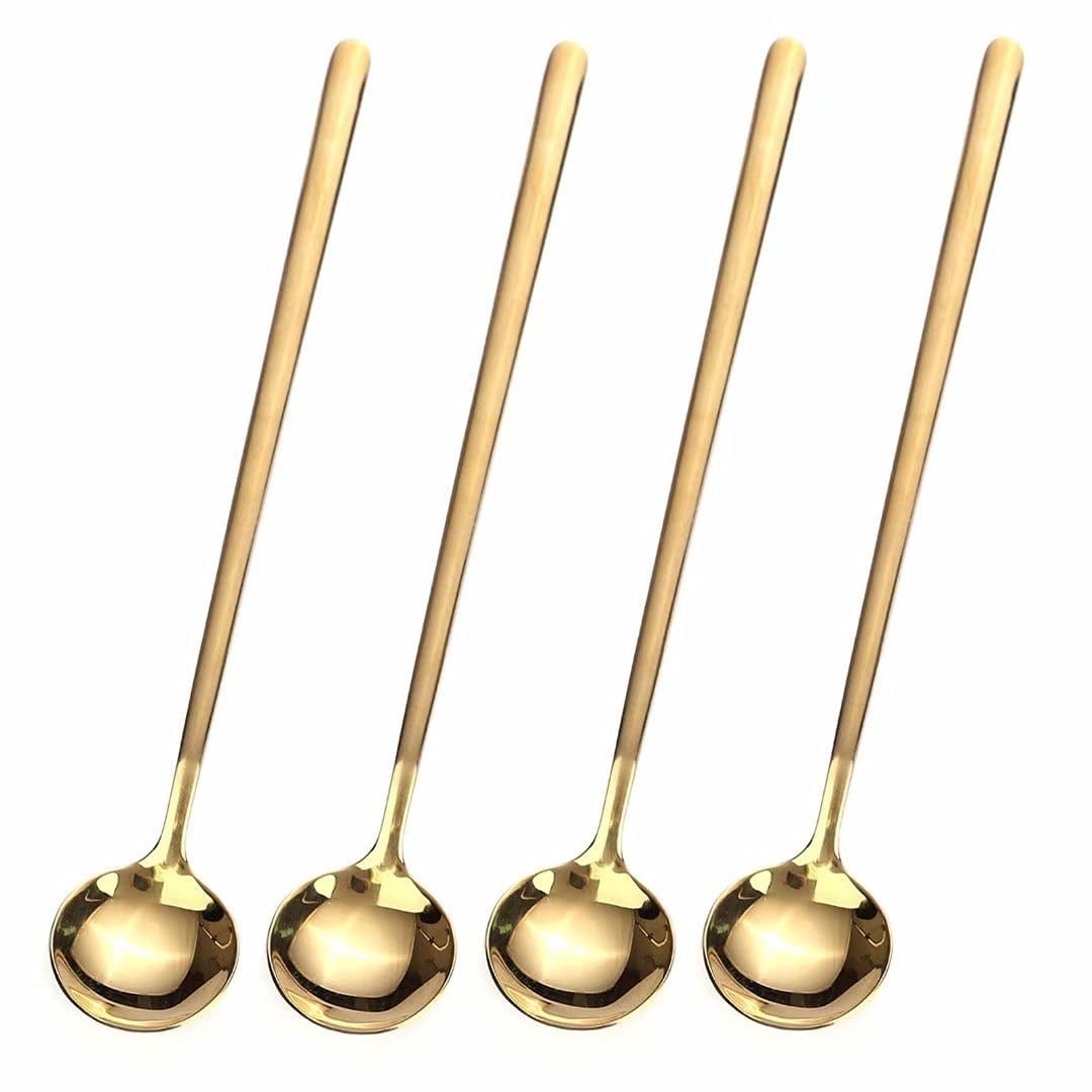 4 PCS Coffee / Tea Spoons Long Handle, Gold, Ice Tea, Espresso ...