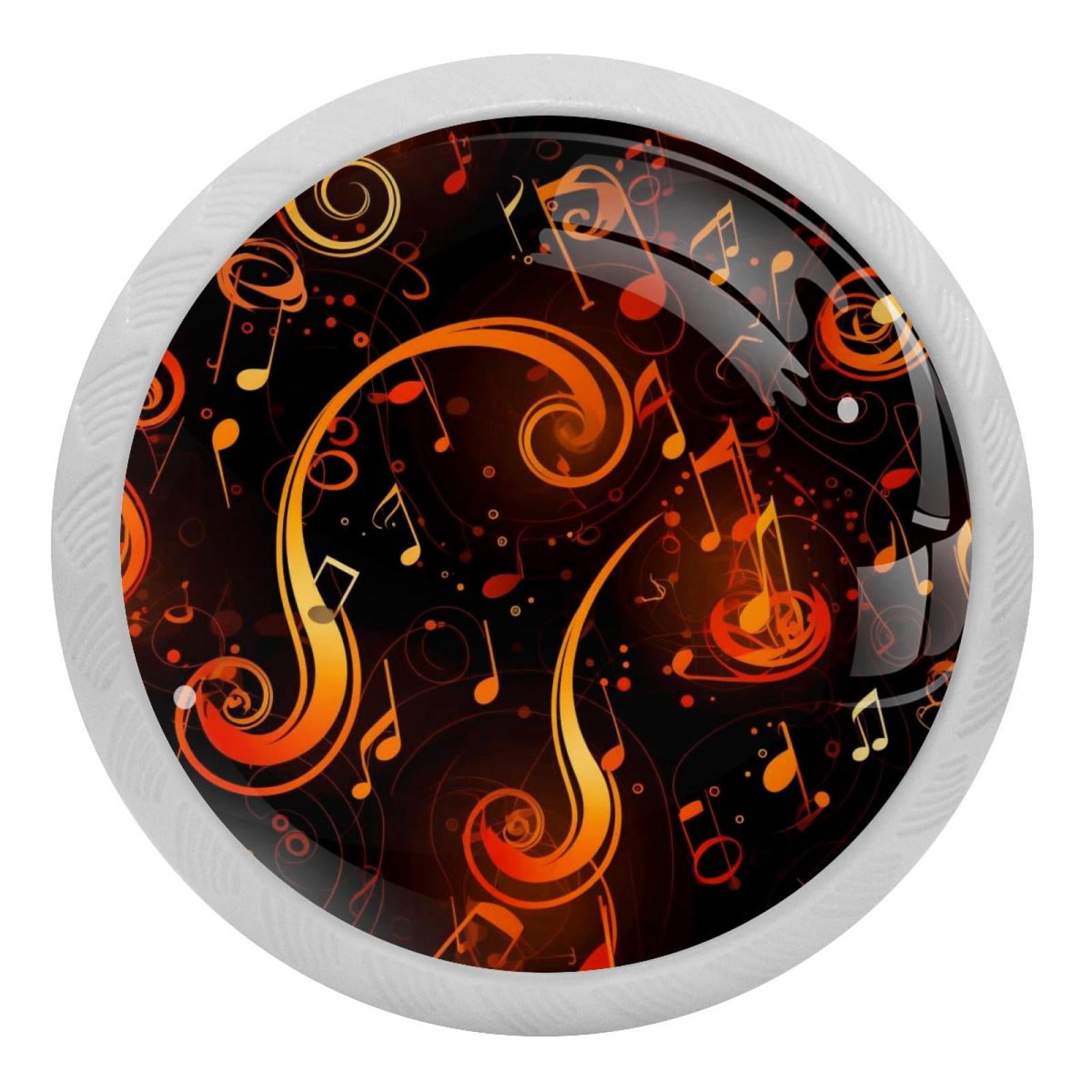 4 PCS Colorful Music Notes Crystal Glass Round Cabinet Knob Drawer Pull ...