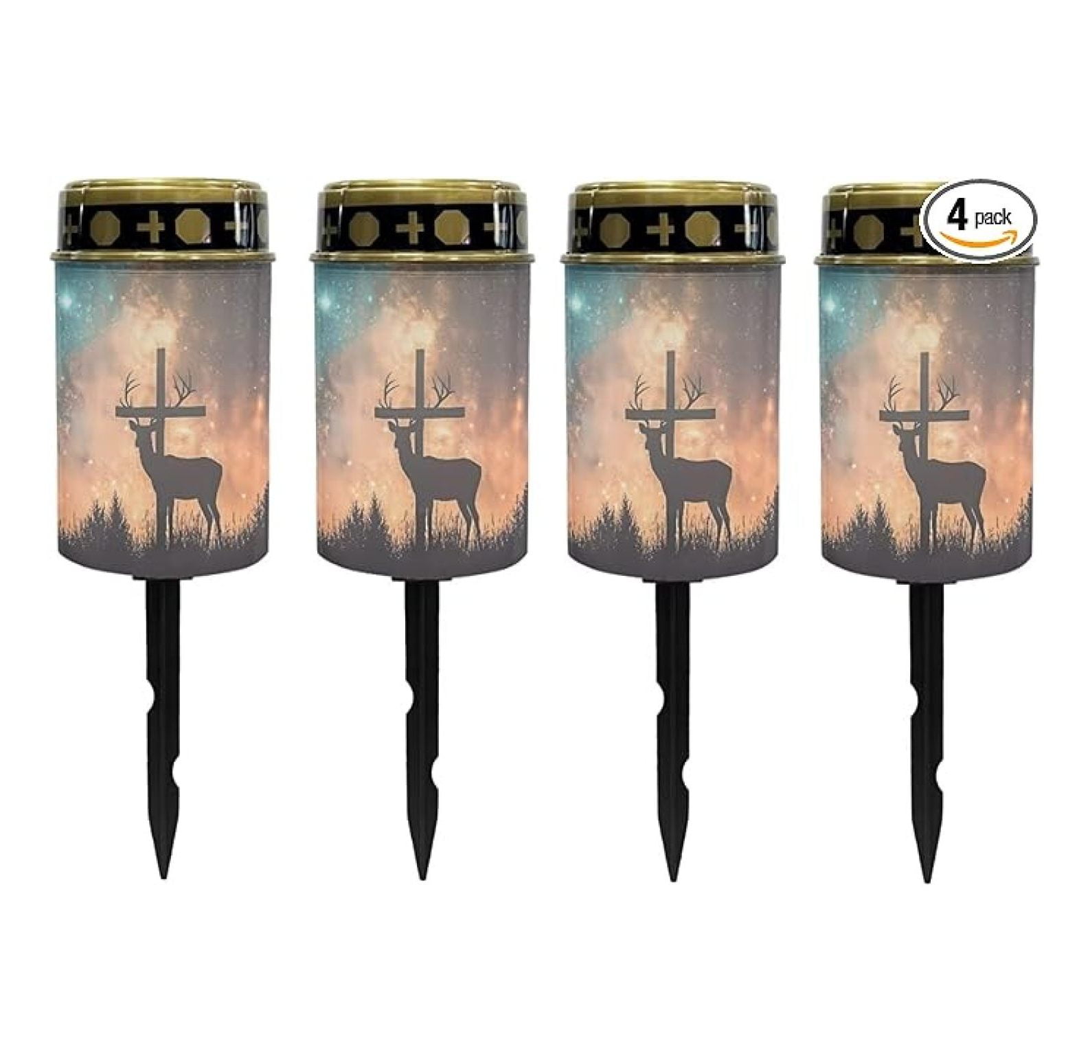 4 PCS Cross Solar Lights Outdoor for Garden Lawn Cemetery Grave ...