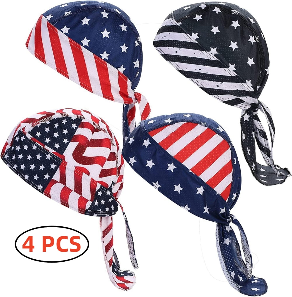 4 Pcs Doo Rag Skull Cap For Men Women Sweat Wicking Doo Rag Cooling Dew Rag Sweat Wicking