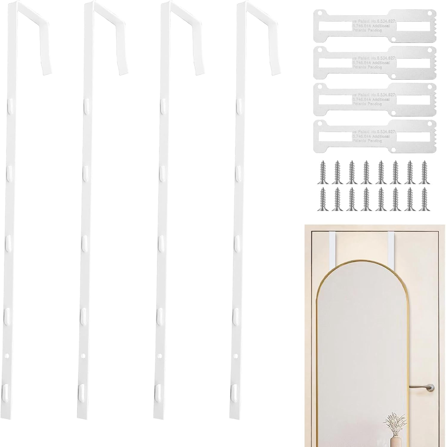 4 PCS Over The Door Mirror Hanger, Adjustable Door Mirror Hanger, Five ...