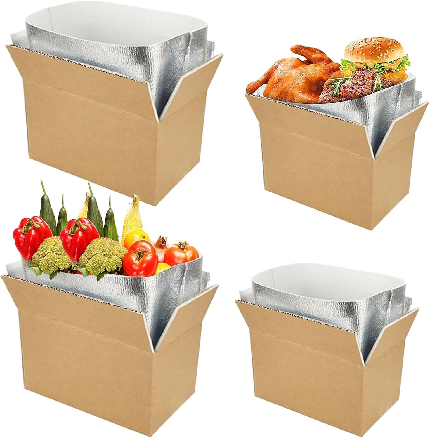 4 PCS Double Insulated Shipping Boxes with Aluminum Foil Liner, Hot ...